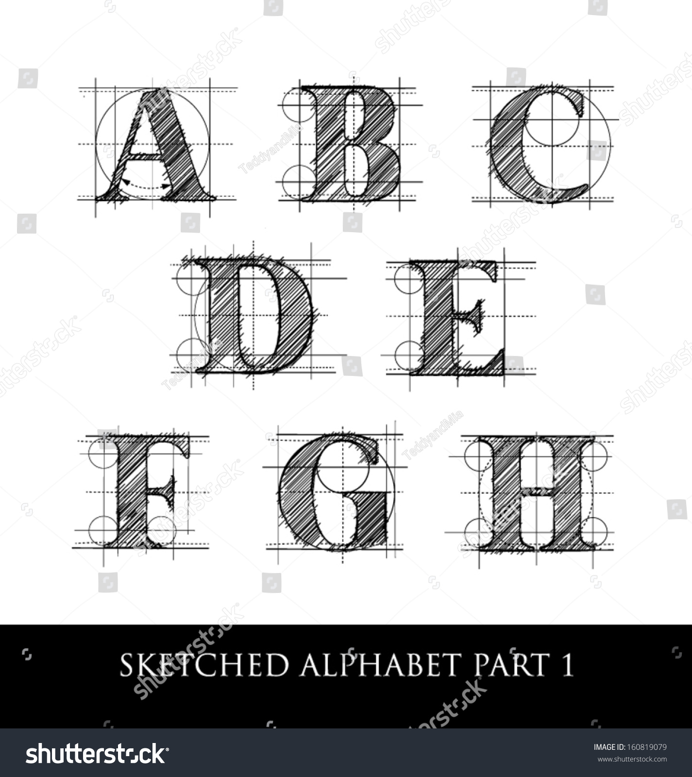 Hand Drawn Letter Set Rules Guidelines Stock Vector (Royalty Free ...