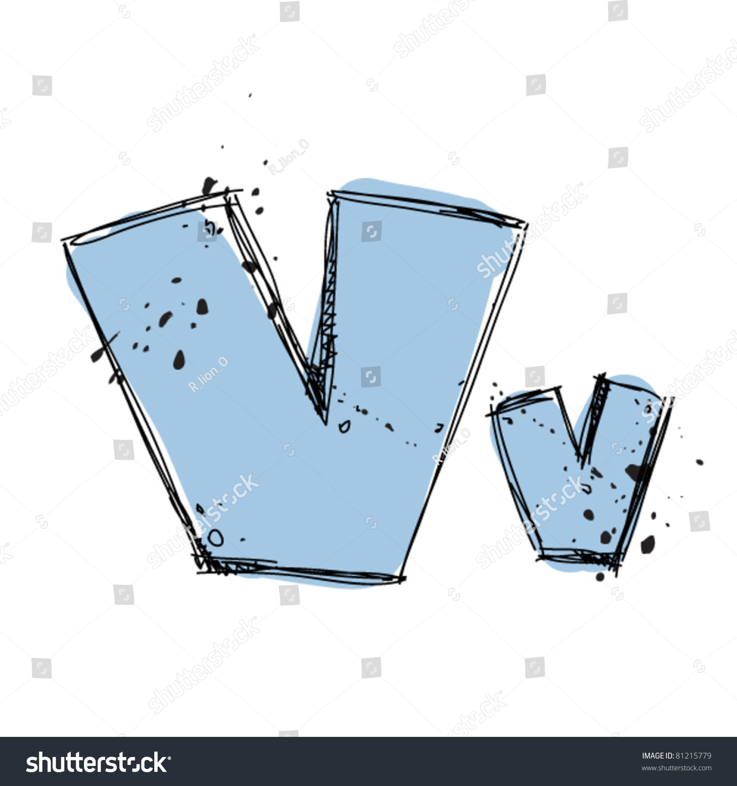 Hand Drawn Letter V Vector Illustration: vector de stock (libre de ...