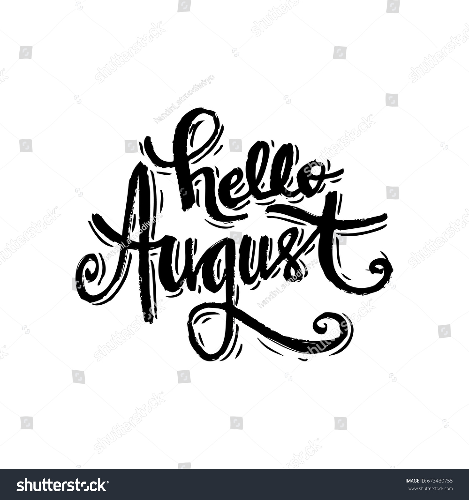Hand Drawn Lettering Hello August Stock Vector (Royalty Free) 673430755 ...