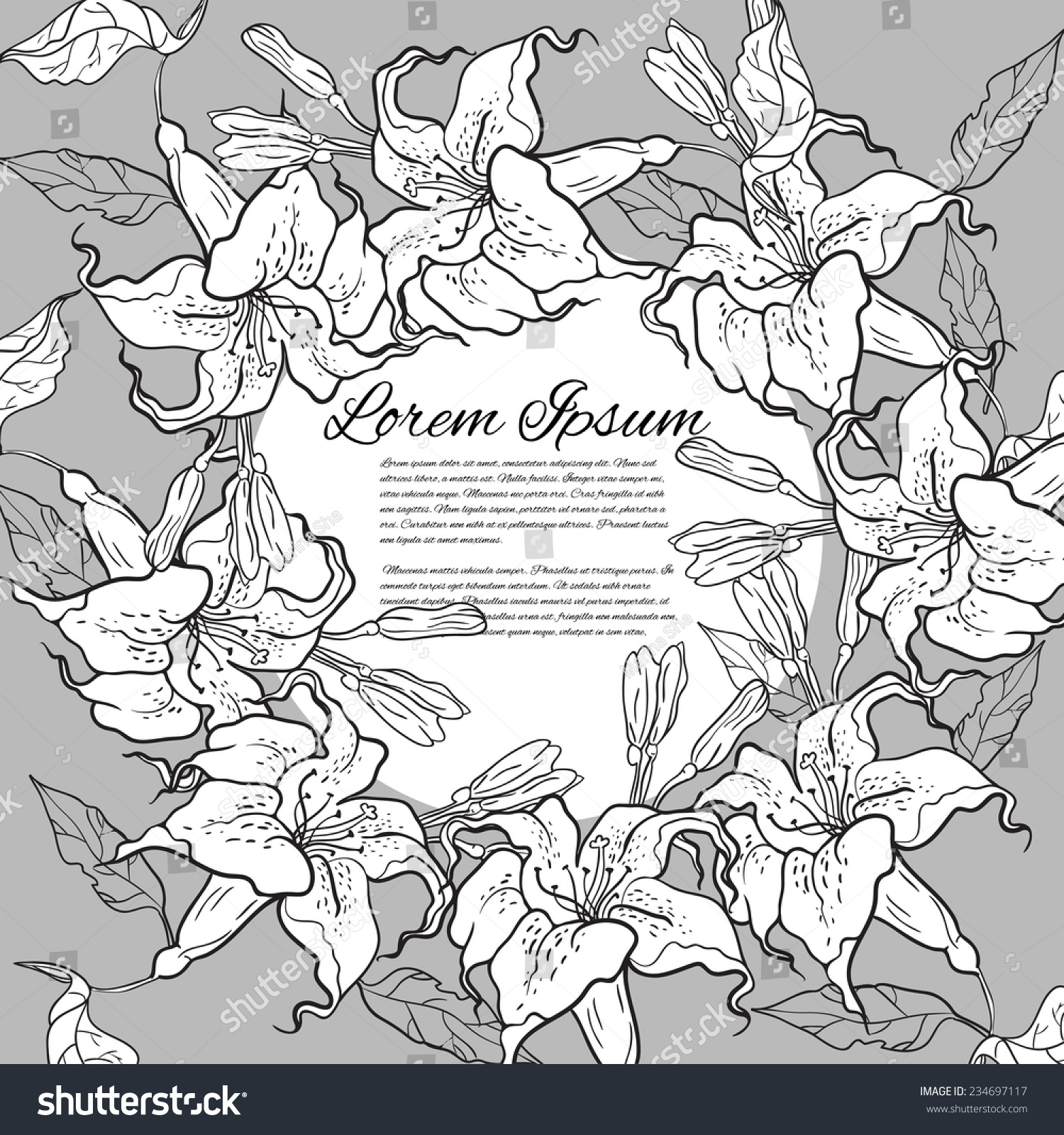 Hand Drawn Lily Frame Stock Vector (Royalty Free) 234697117