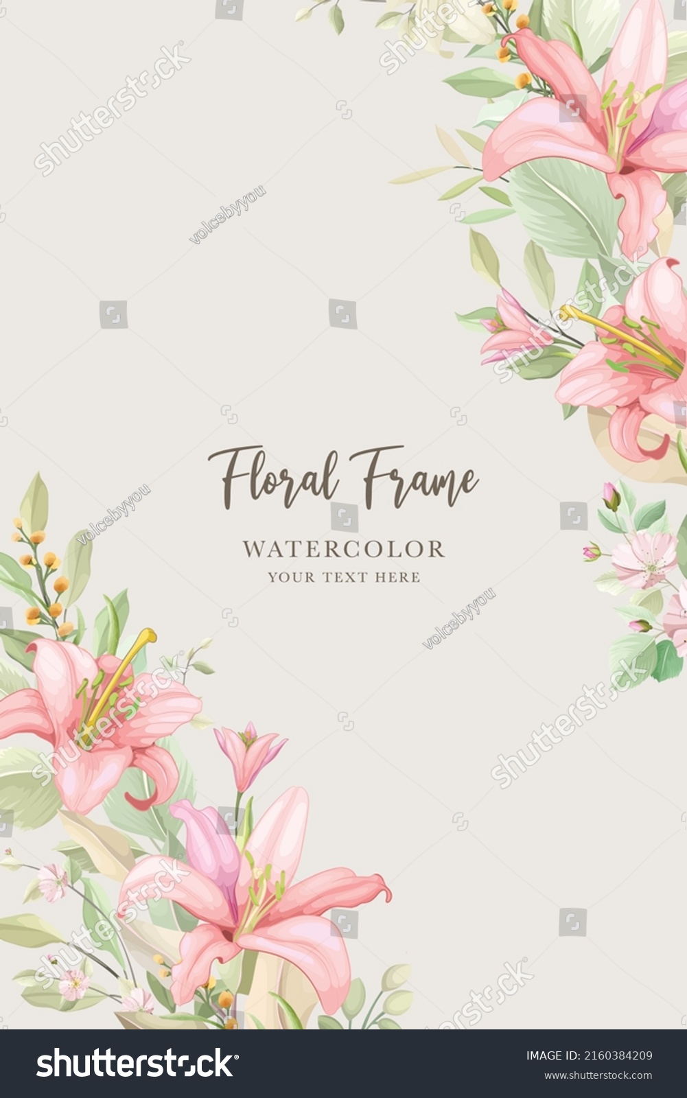 Hand Drawn Lily Frame Background Design Stock Vector (Royalty Free ...