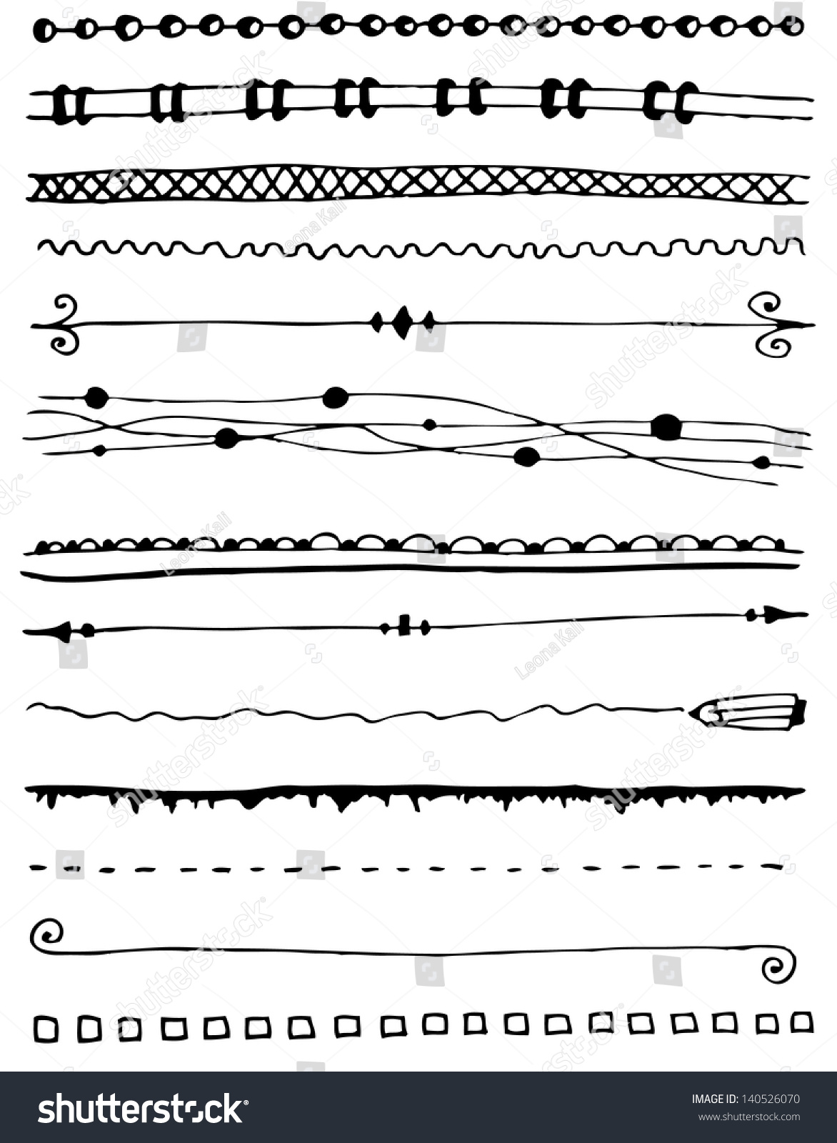 Handdrawn Line Border Set Stock Vector 140526070 - Shutterstock