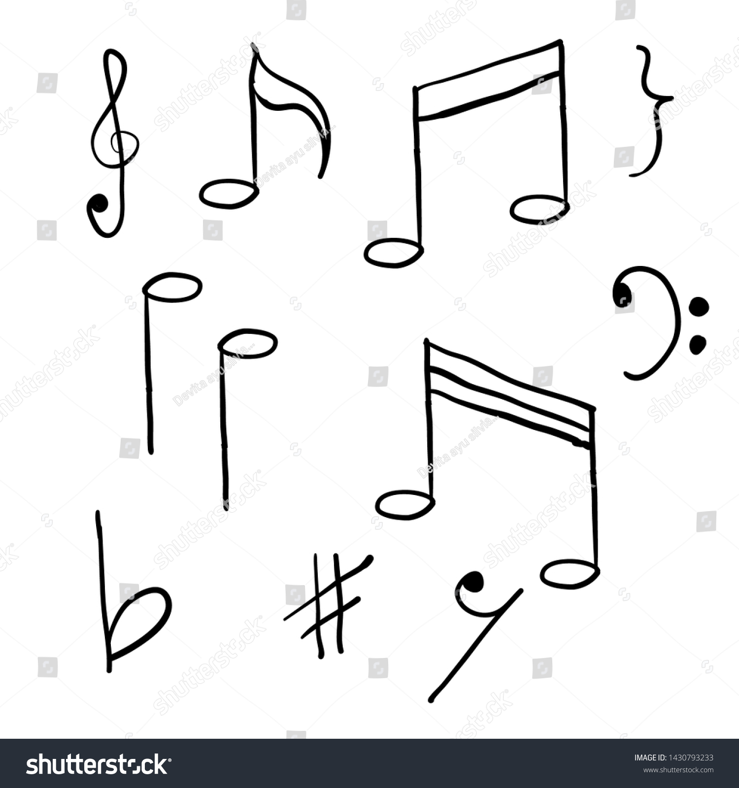 Hand Drawn Music Note Element Doodle Stock Vector (Royalty Free ...