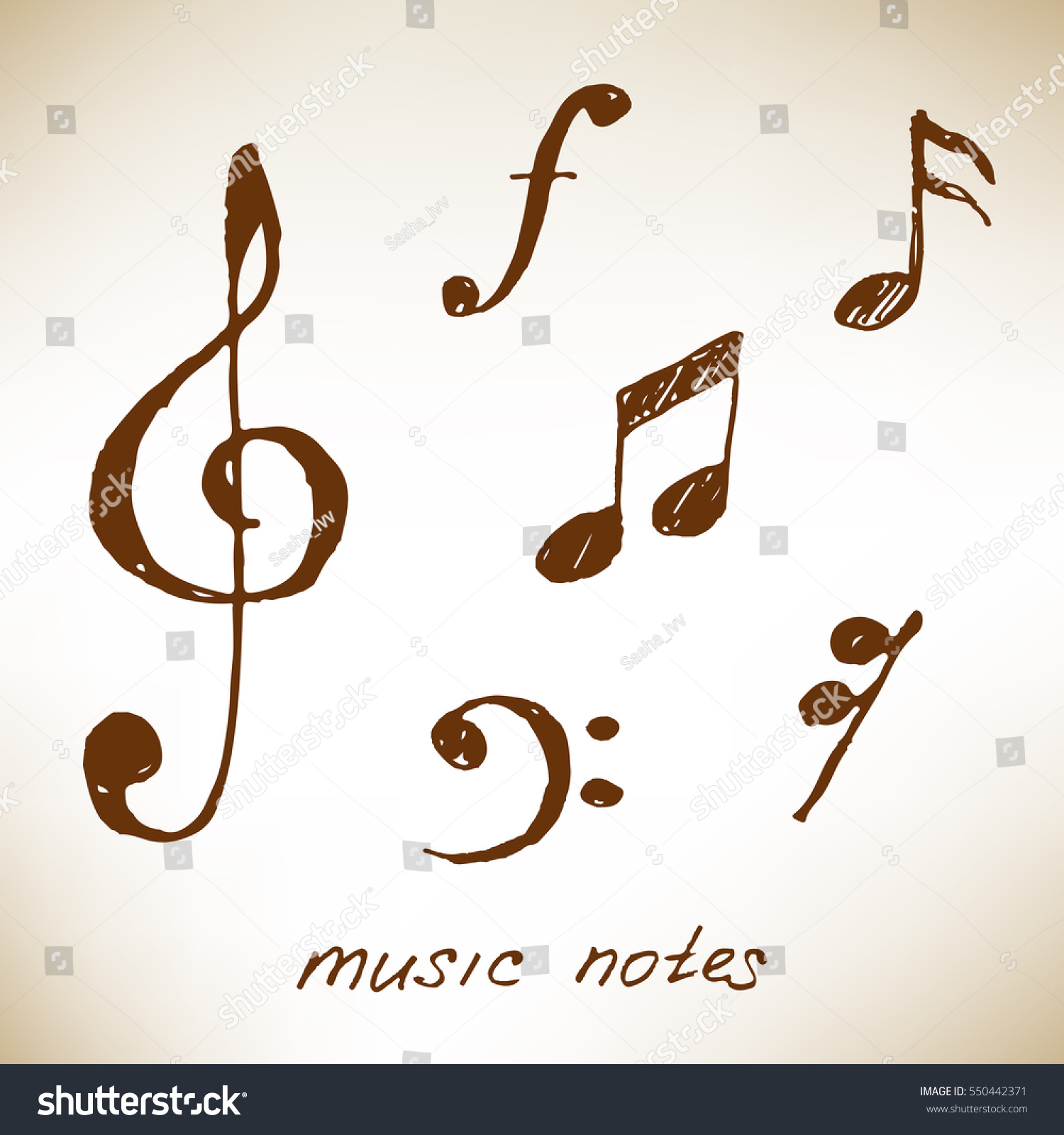 Handdrawn Music Notes Vector Illustration Stock Vector (Royalty Free ...