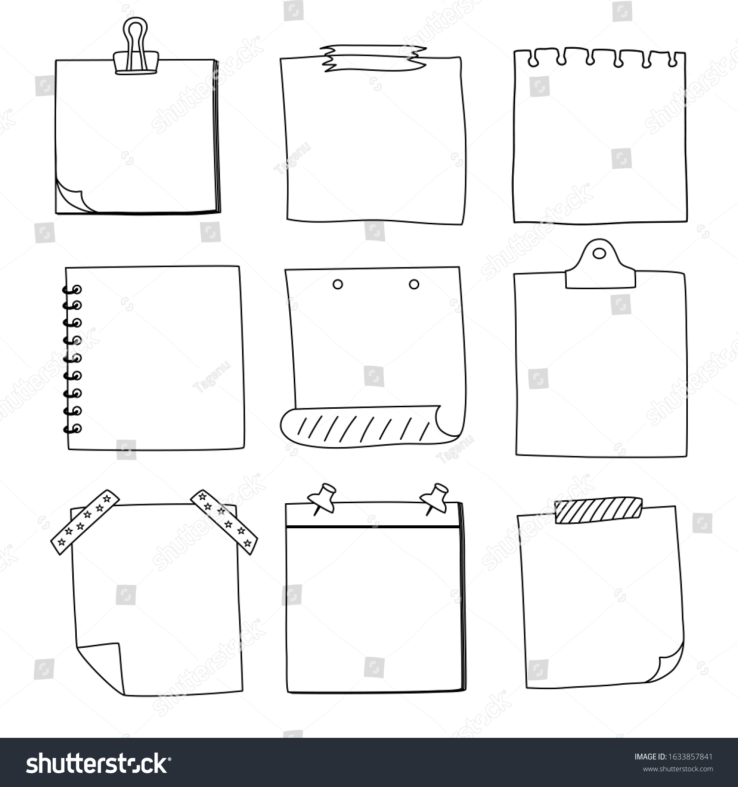 Hand Drawn Notepaper Doodle Message Sticky Stock Vector (Royalty Free ...