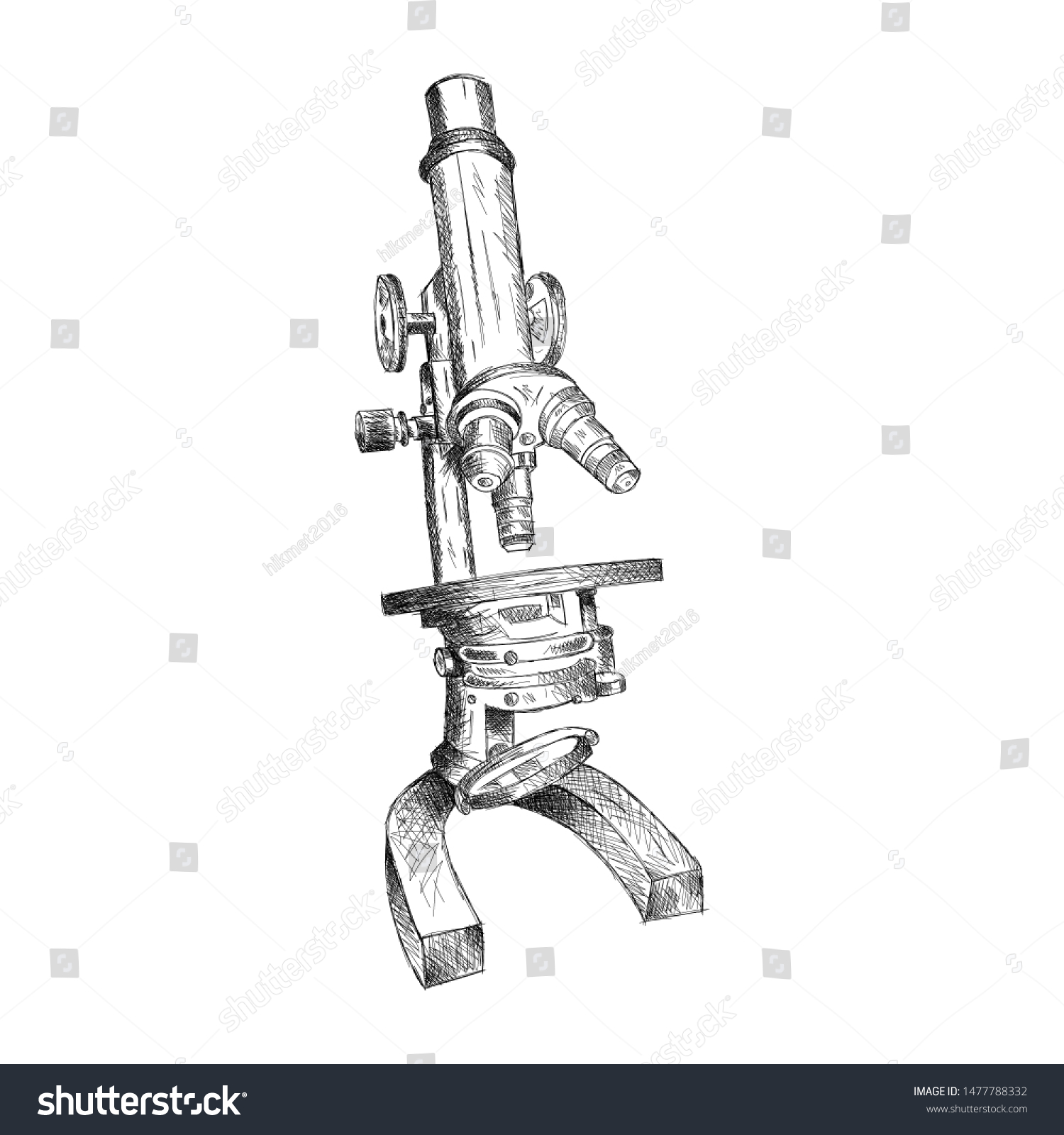 Hand Drawn Old Microscope Microscope Vector Stock Vector (Royalty Free ...