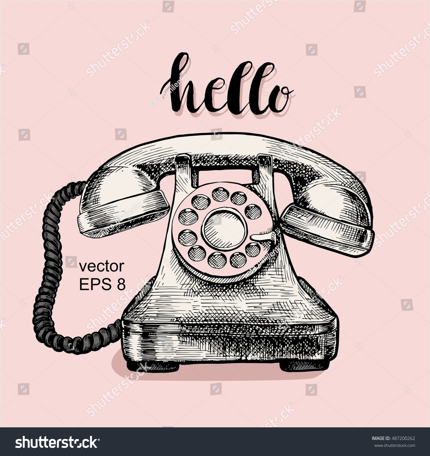 Hand Drawn Old Phone Sketch Vector Stock Vector 487200262 - Shutterstock
