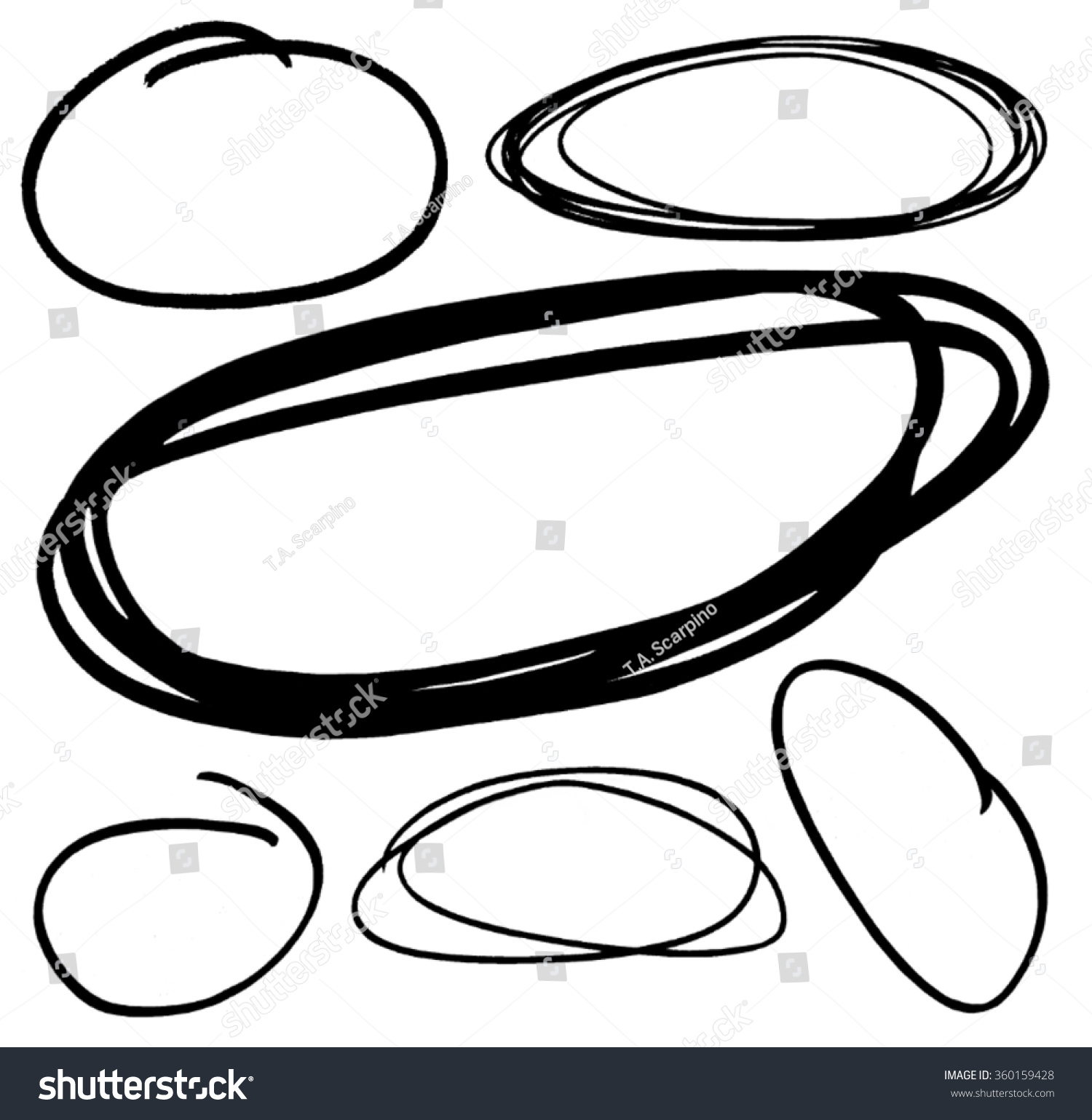 Hand Drawn Oval Shapes Stock Vector (Royalty Free) 360159428 | Shutterstock