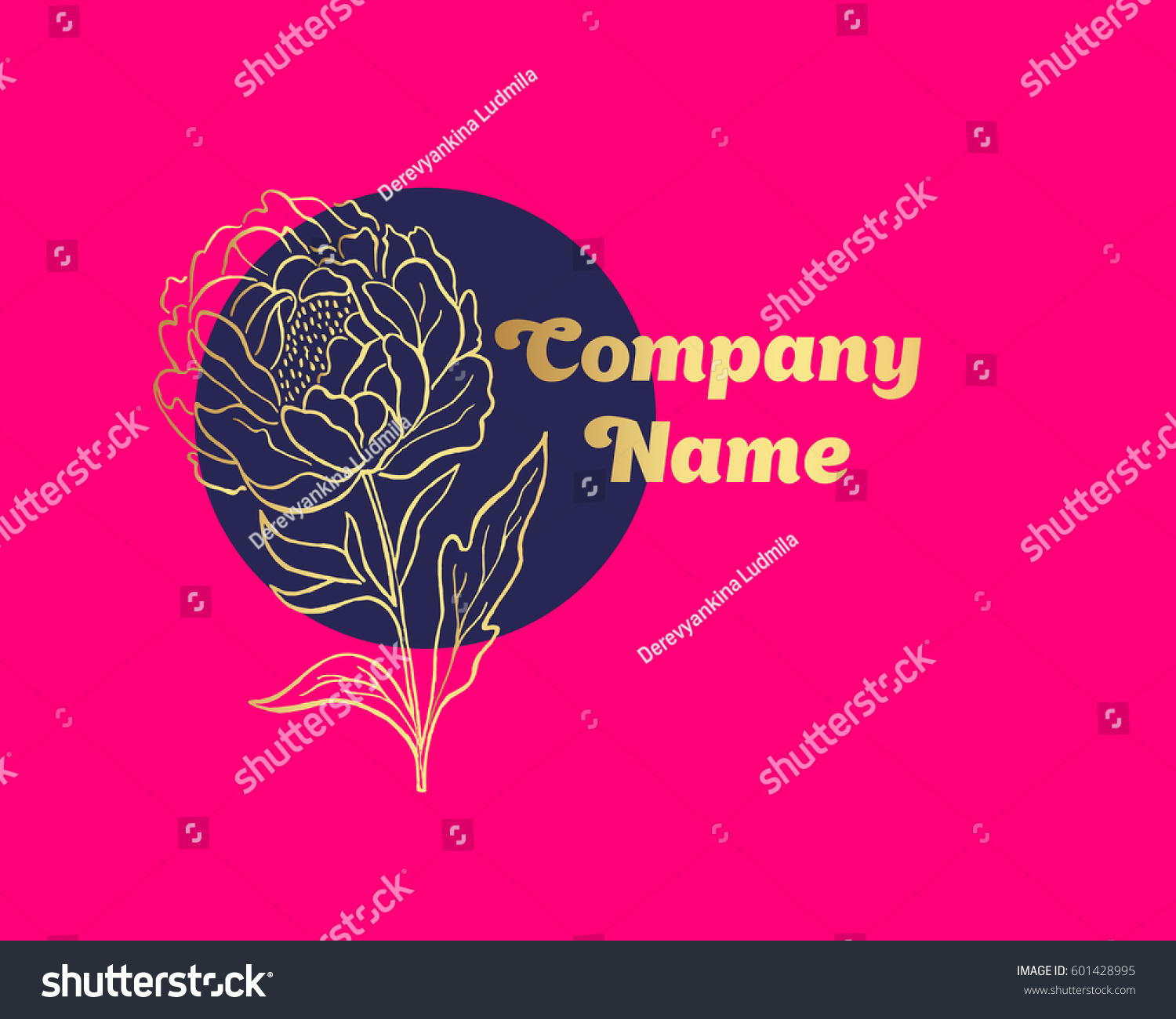 Hand Drawn Peony Flower Logo: เวกเตอร์สต็อก (ปลอดค่าลิขสิทธิ์ ...