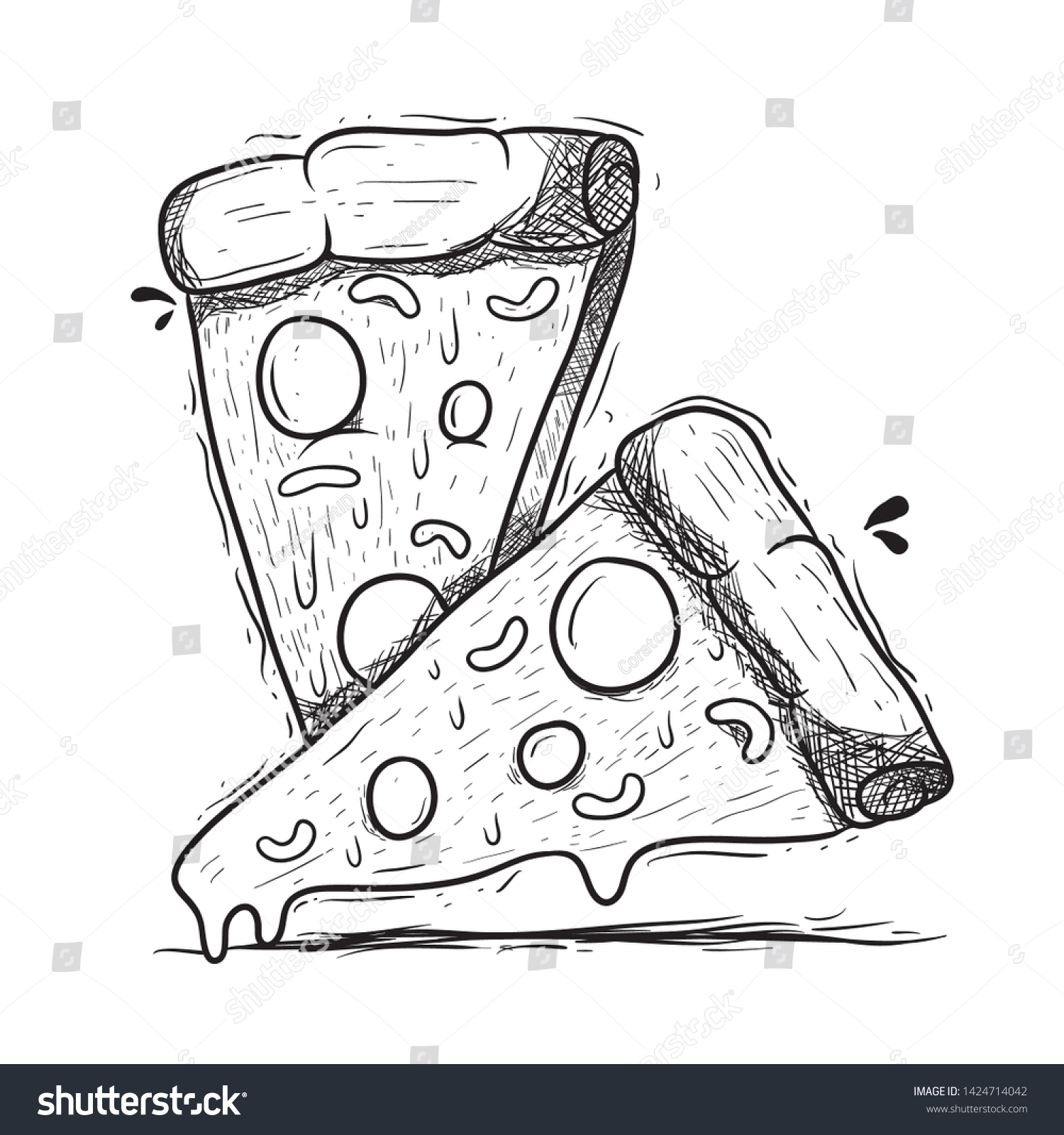 Hand Drawn Pizza Slice Vector Illustration Stock Vector (Royalty Free ...