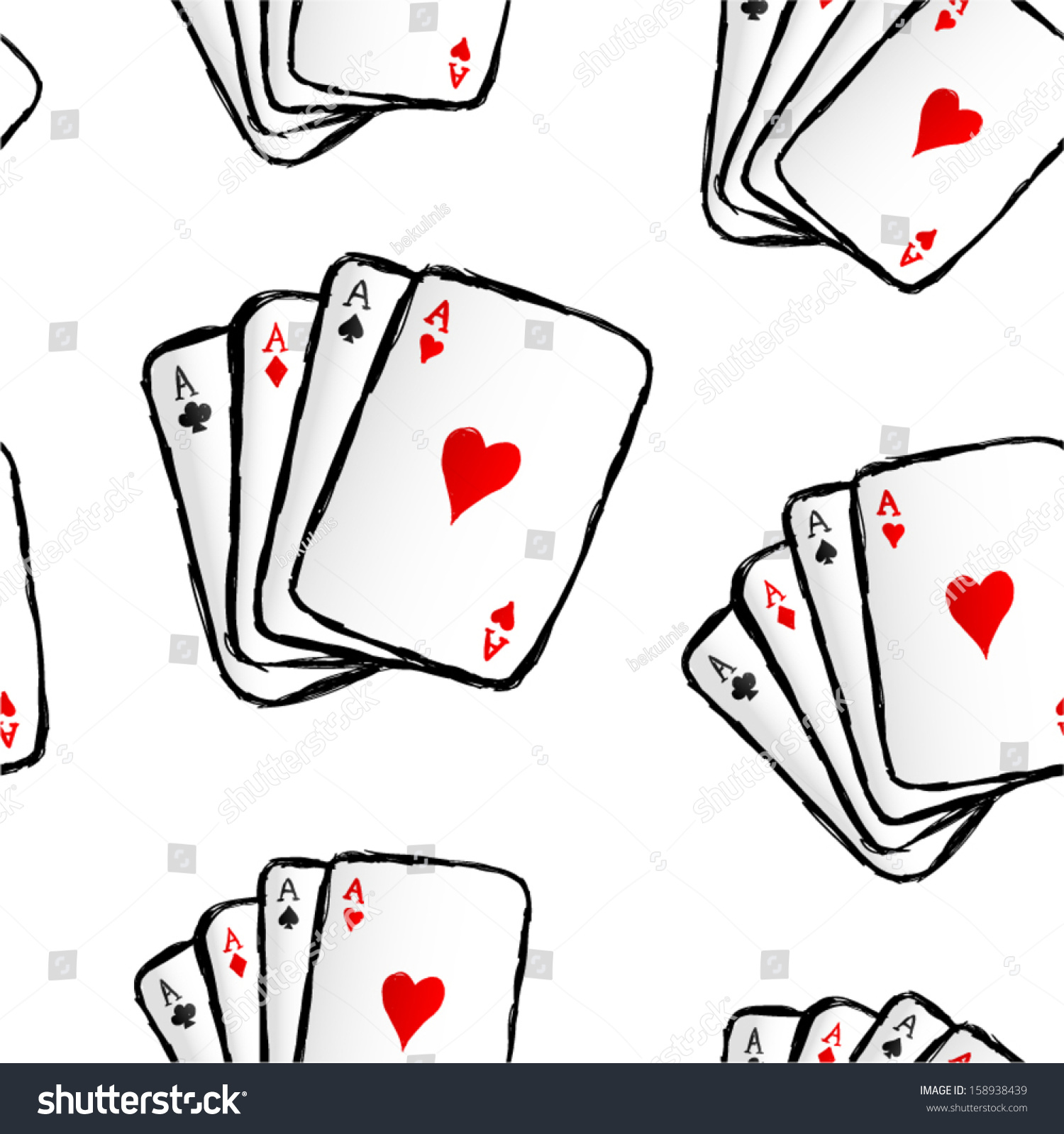 Hand Drawn Playing Cards Seamless Pattern Stock Vector (Royalty Free ...