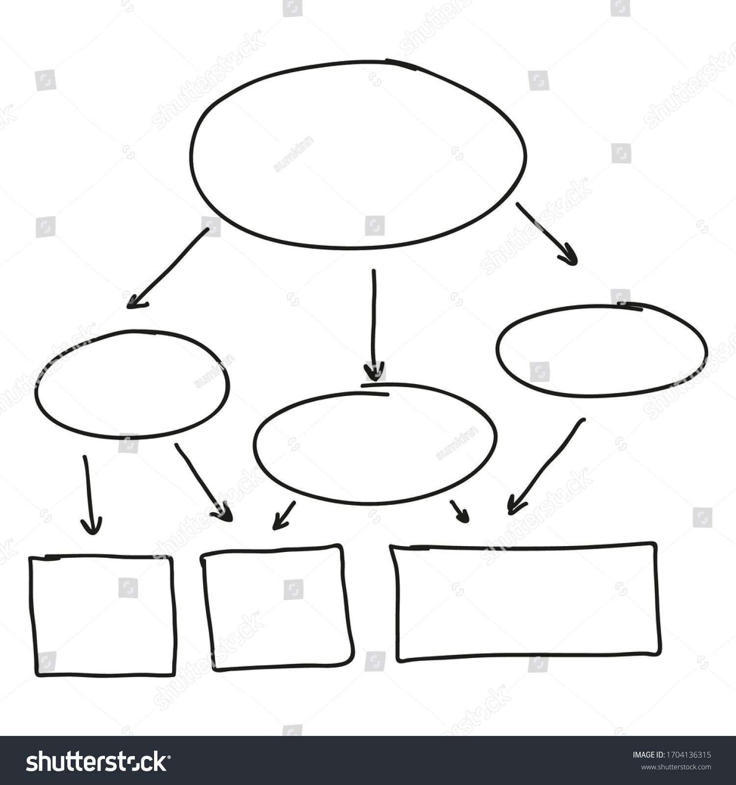 Hand Drawn Process Diagram Hierarchy Chart Stock Vector (Royalty Free ...