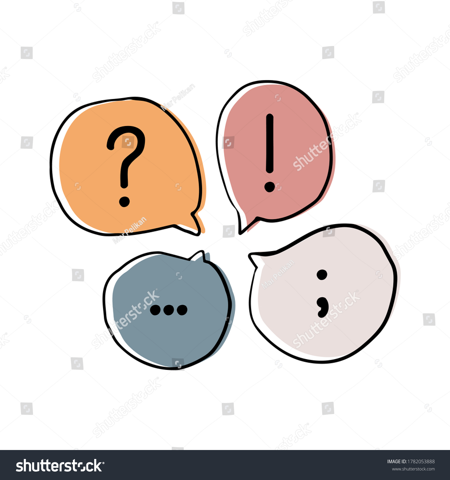 Hand Drawn Punctuation Marks Boho Colors Stock Vector (Royalty Free ...