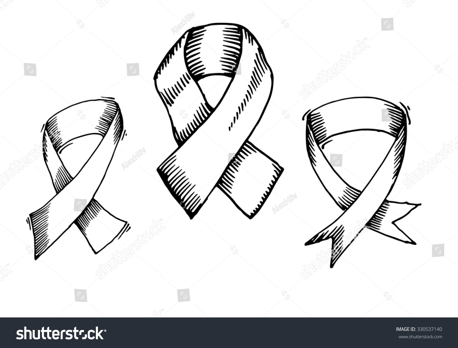 Hand Drawn Ribbon Loop Set Vector Stock Vector (Royalty Free) 330537140