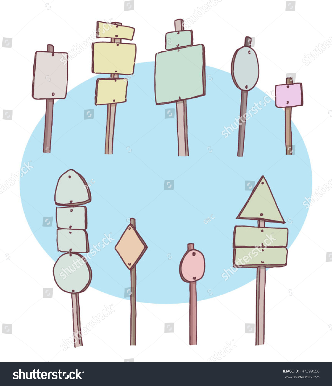 Hand Drawn Road Signs: vector de stock (libre de regalías) 147399656 ...