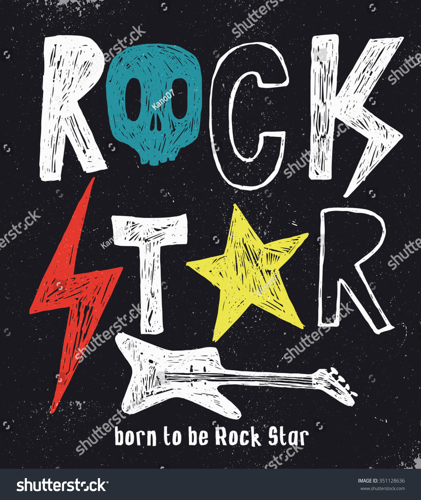 Hand Drawn Rock Star Typography Stock Vector (Royalty Free) 351128636