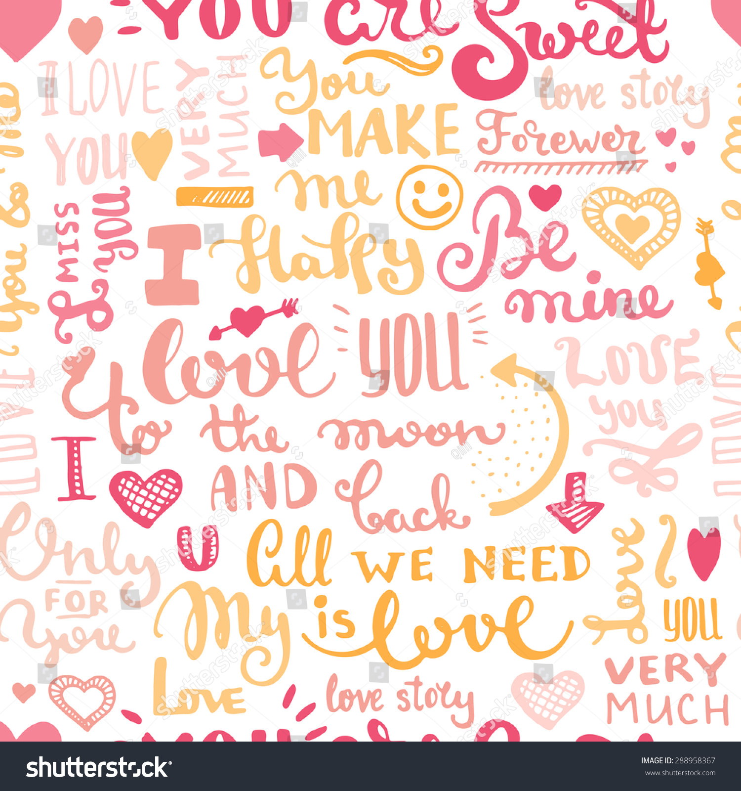 Hand Drawn Romantic Typography Vector Lettering Stock Vector (Royalty ...