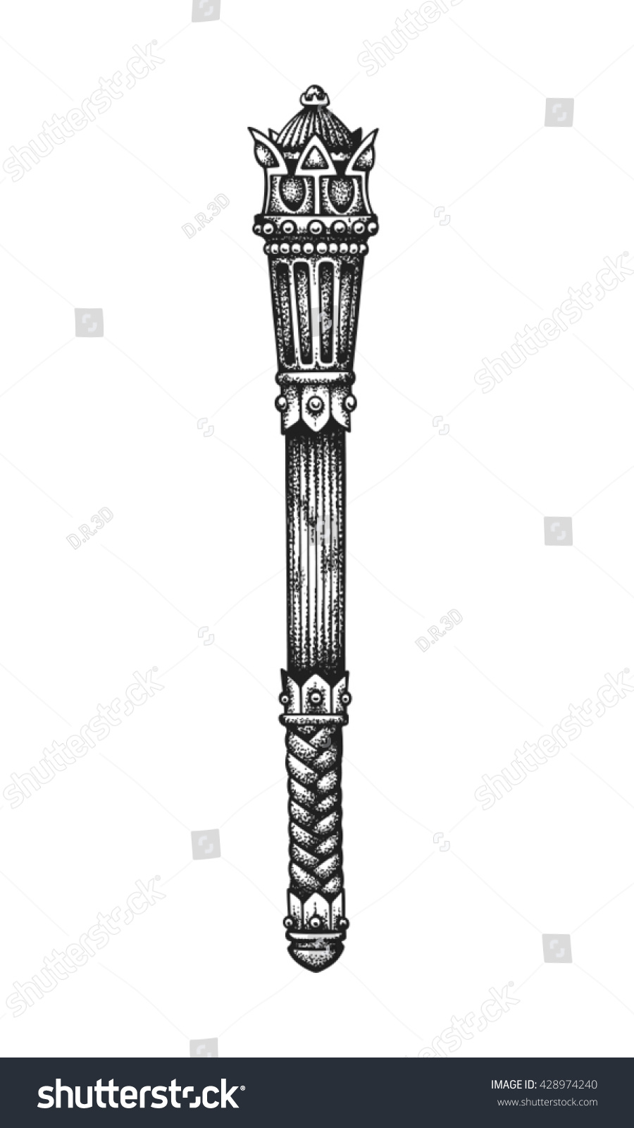 Hand Drawn Royal Scepter. Vector Illustration - 428974240 : Shutterstock