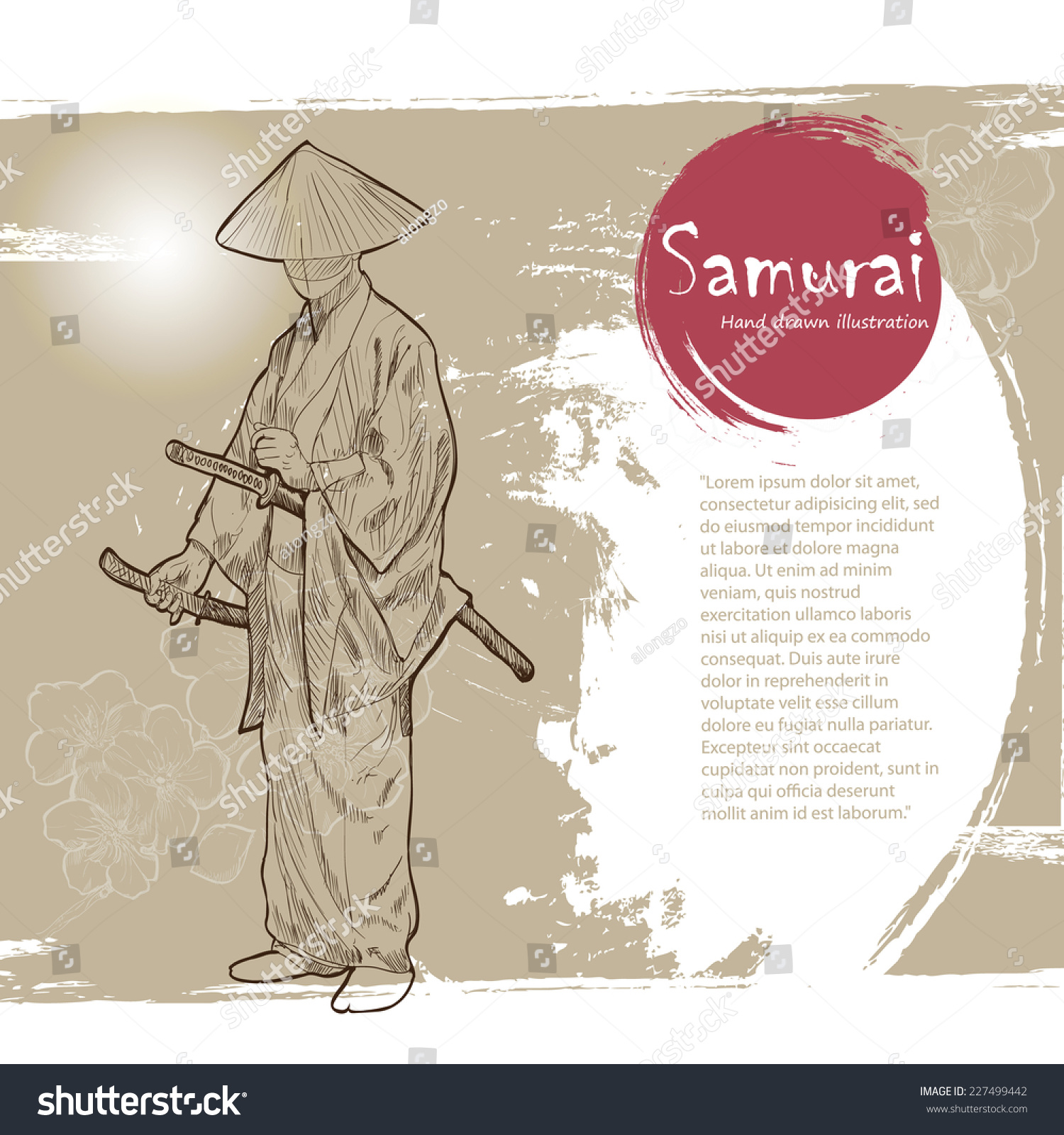 Hand Drawn Samurai Illustration Stock Vector (Royalty Free) 227499442
