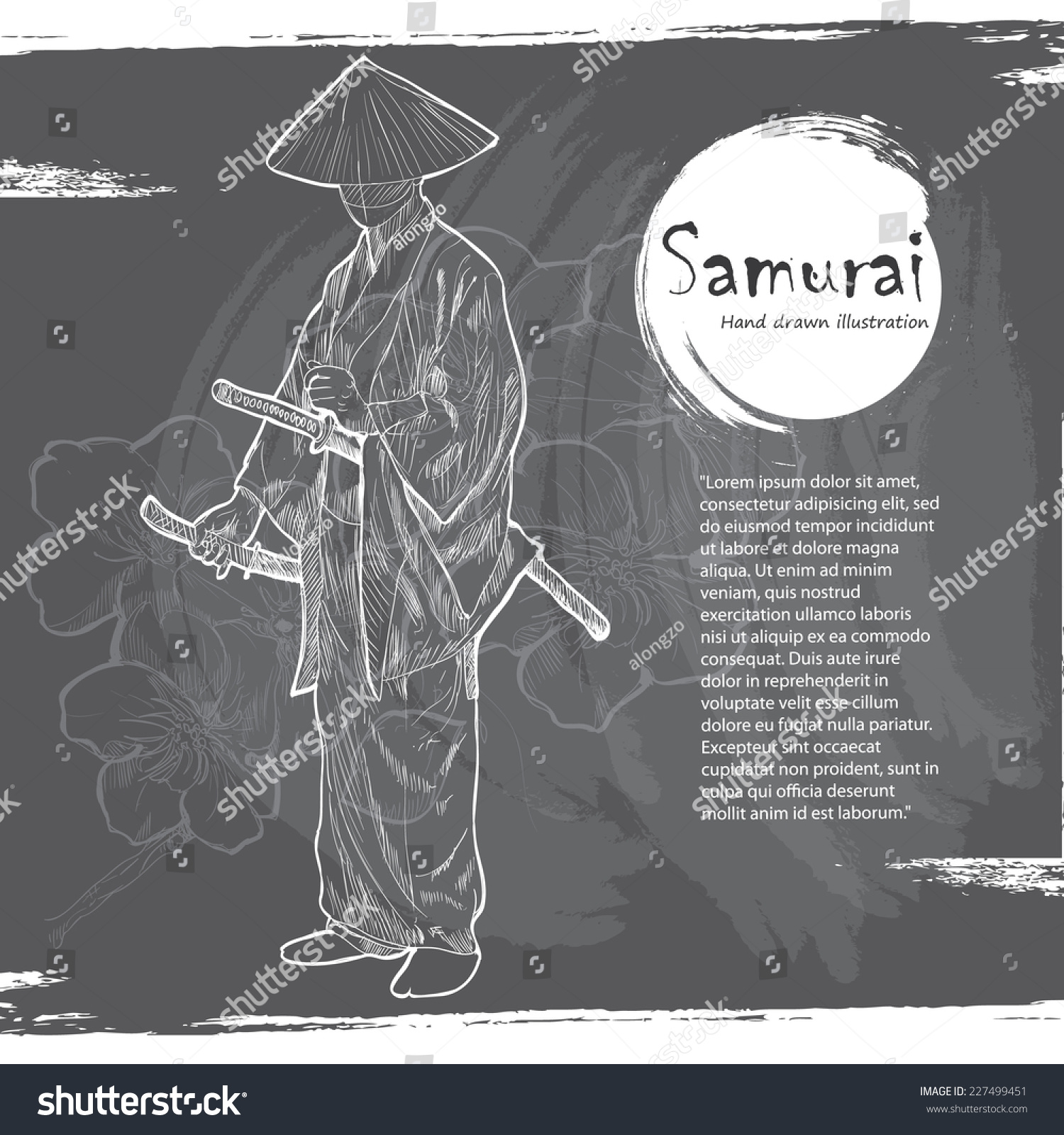 Hand Drawn Samurai Illustration Stock Vector (Royalty Free) 227499451
