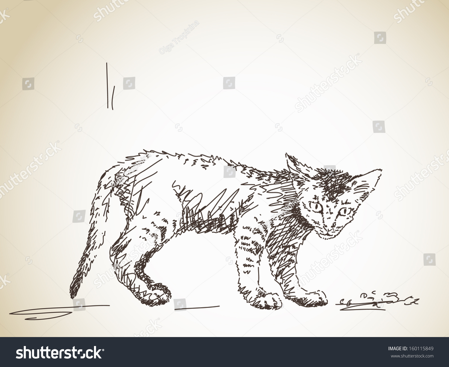 Hand Drawn Scared Little Cat Stock Vector (Royalty Free) 160115849 ...