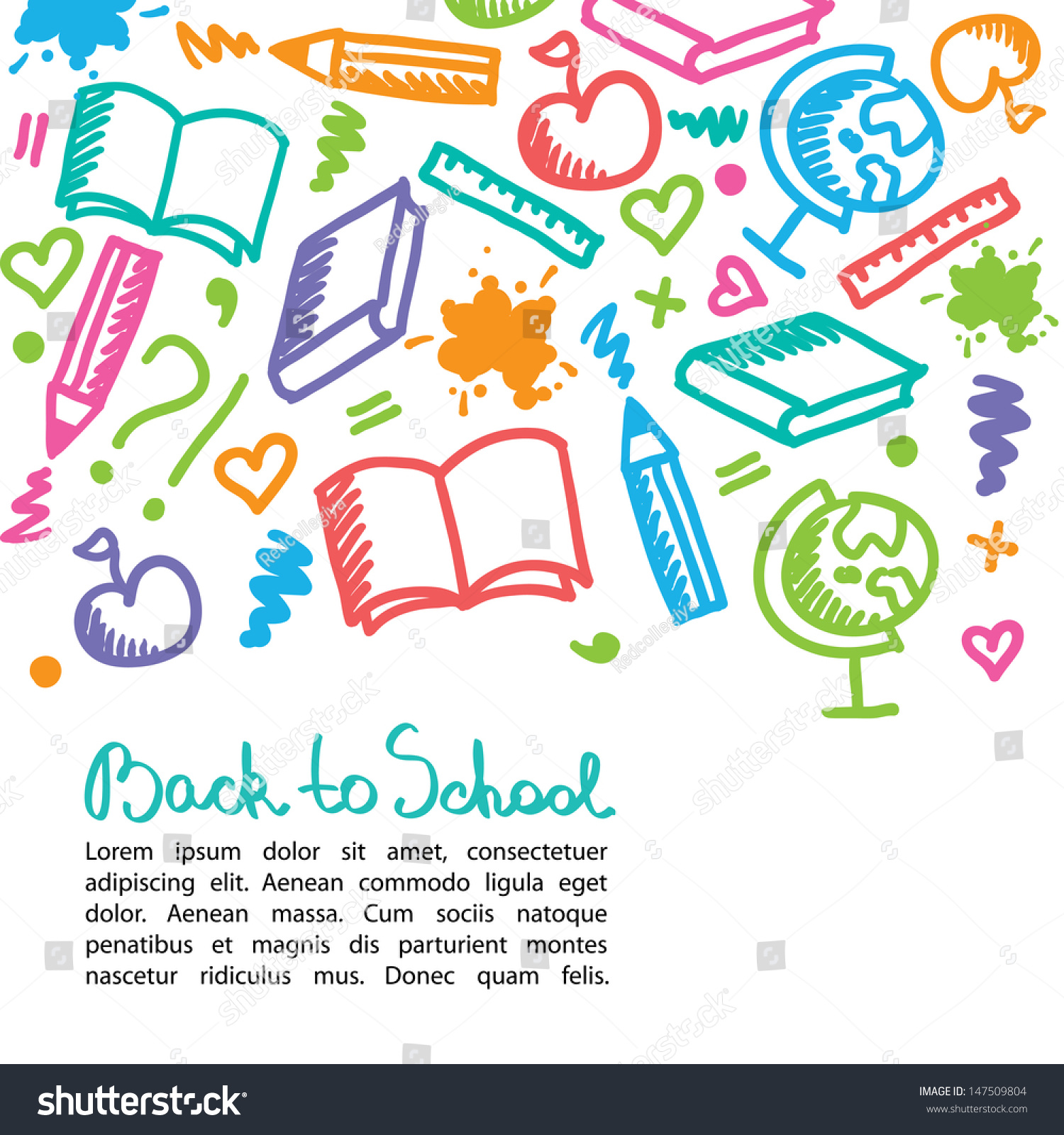 Hand Drawn School Background Stock Vector (Royalty Free) 147509804