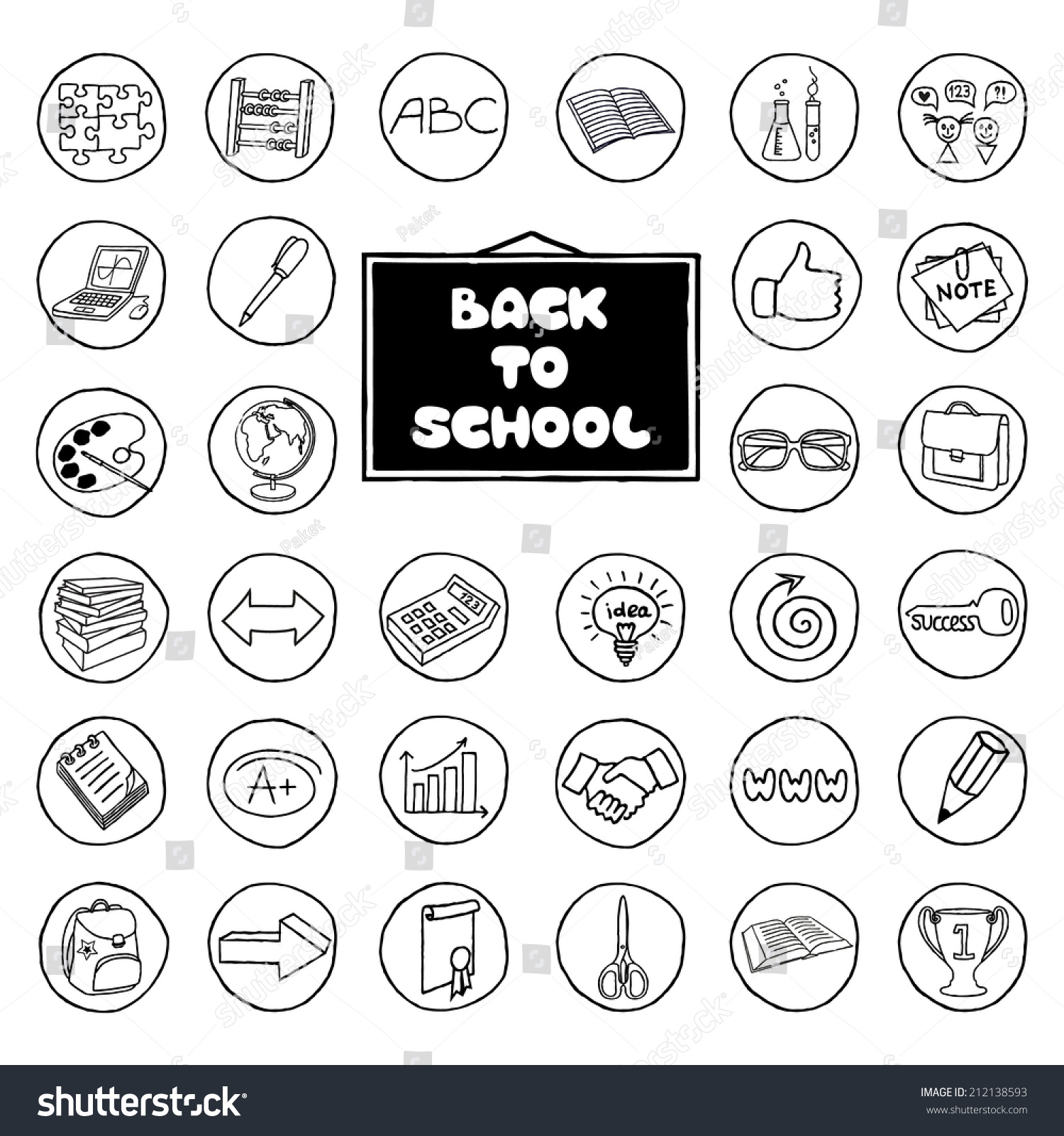 Hand Drawn School Buttons Set Vector Stock Vector (Royalty Free ...