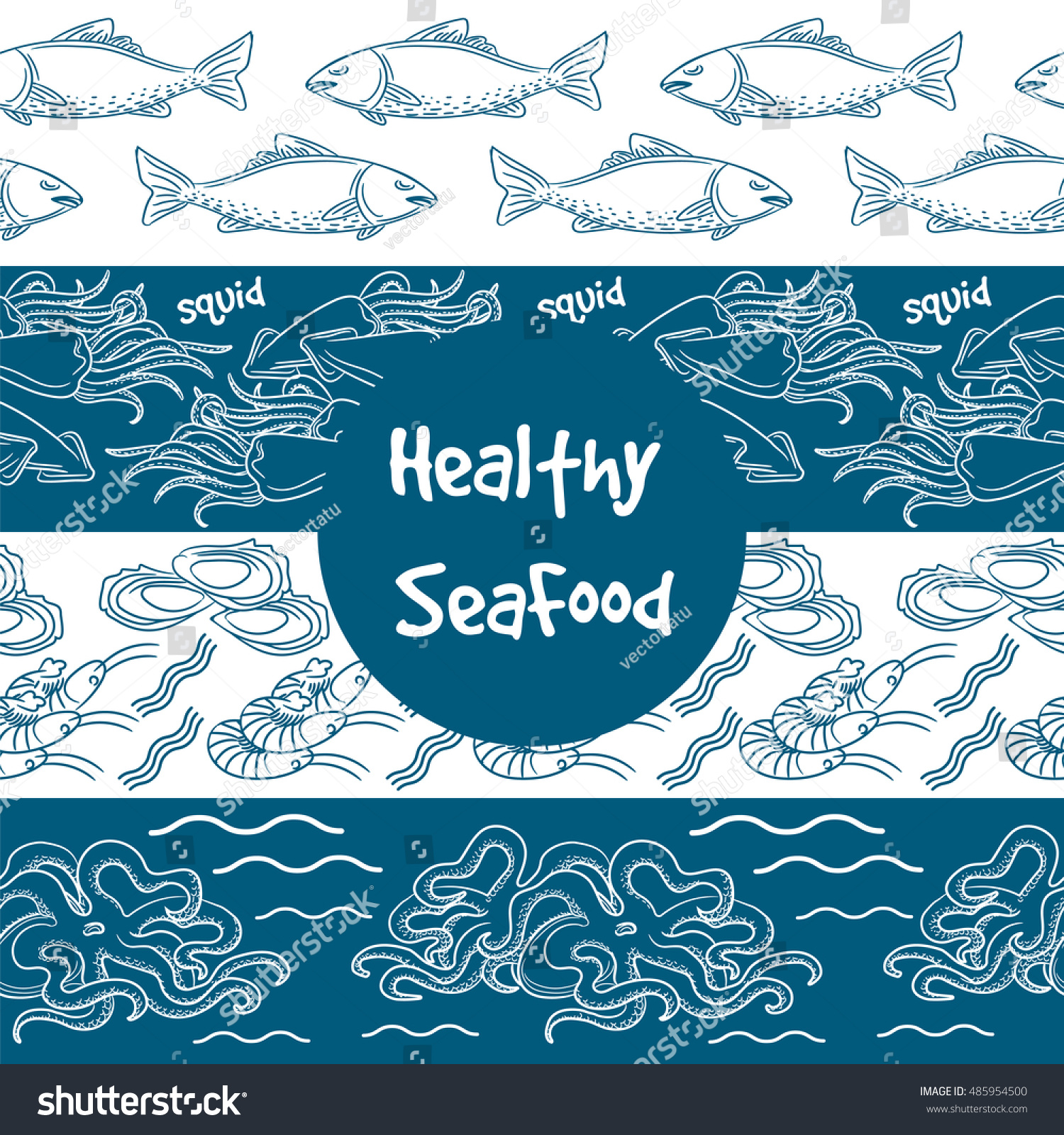Hand Drawn Seafood Seamless Borders Set Stock Vector (Royalty Free ...