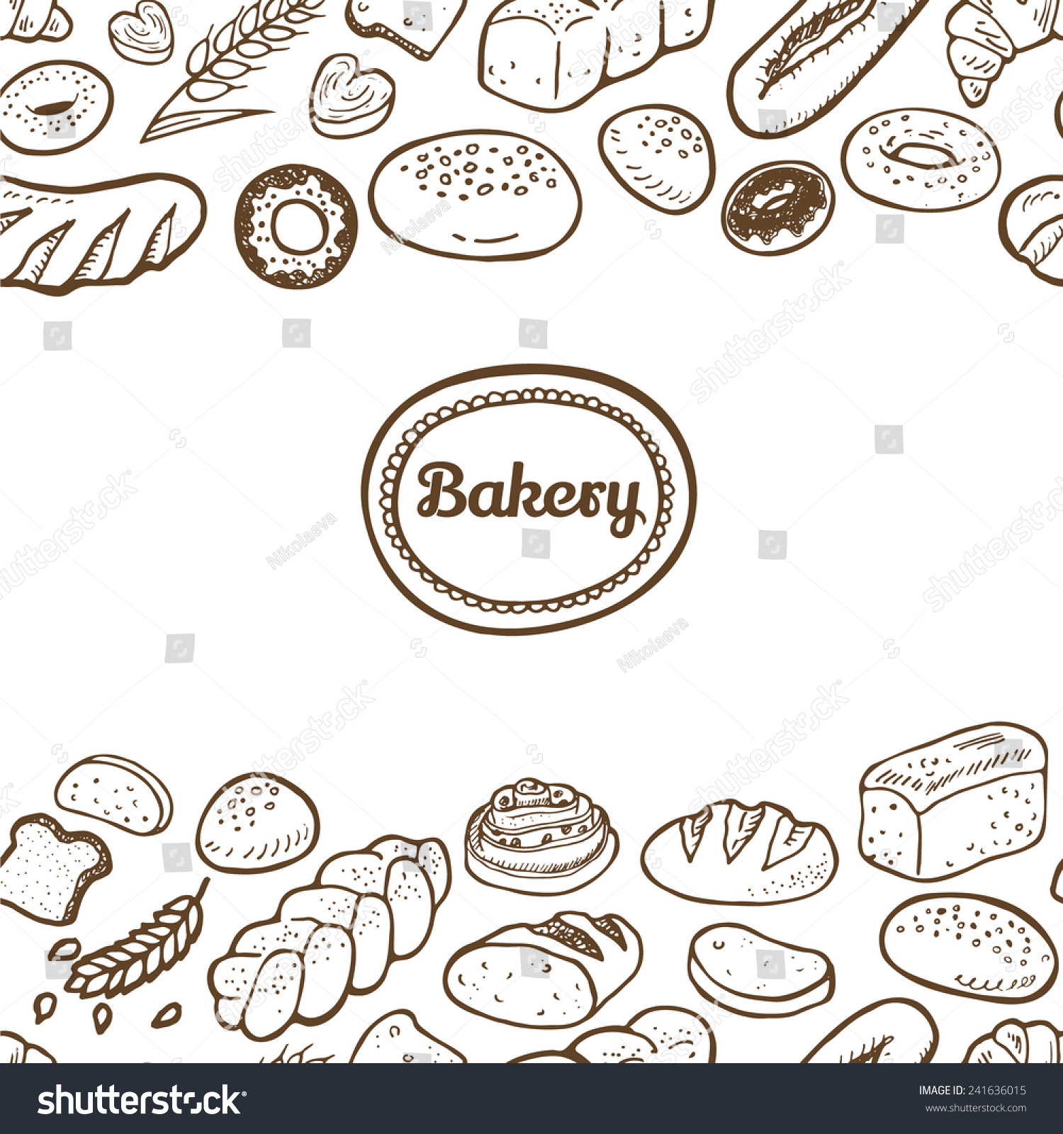 Hand Drawn Seamless Bakery Border Stock Vector (Royalty Free) 241636015