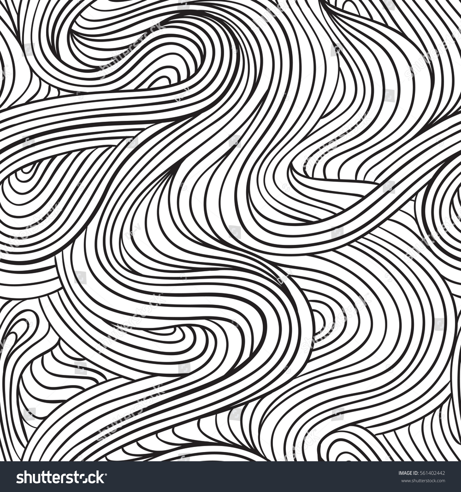 Hand Drawn Seamless Pattern Wavy Stripes Stock Vector (Royalty Free ...