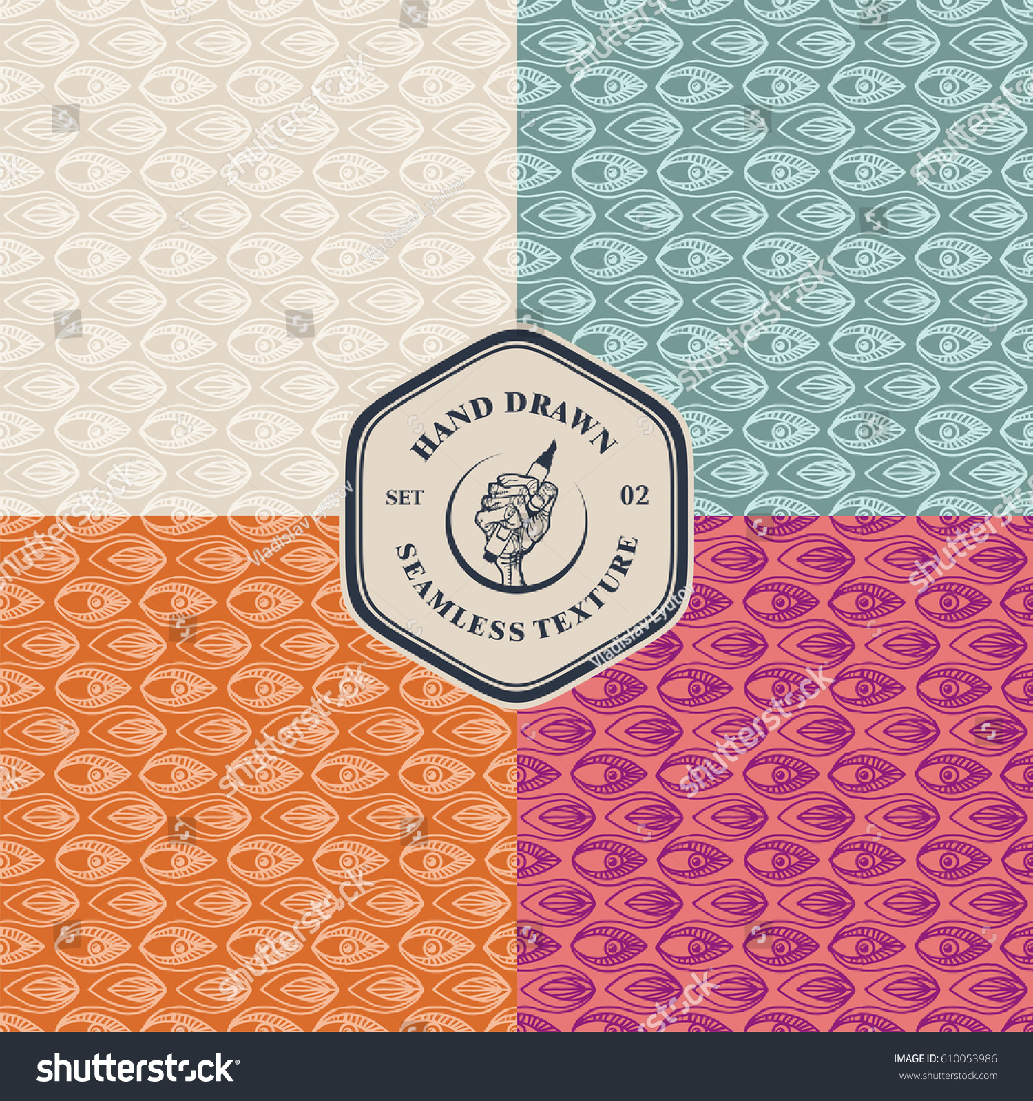Hand Drawn Seamless Texture Set Vector Stock Vector (Royalty Free ...