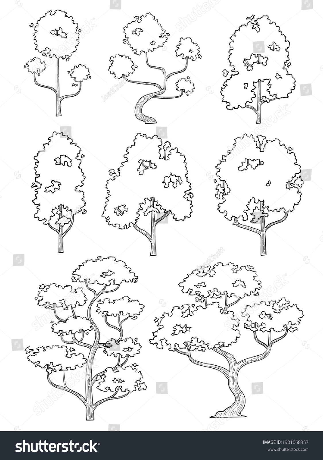 Hand Drawn Side View Tree Vector: เวกเตอร์สต็อก (ปลอดค่าลิขสิทธิ์ ...