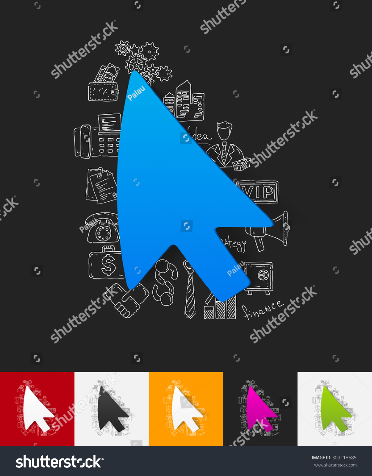 Hand Drawn Simple Elements Cursor Paper Stock Vector (Royalty Free ...