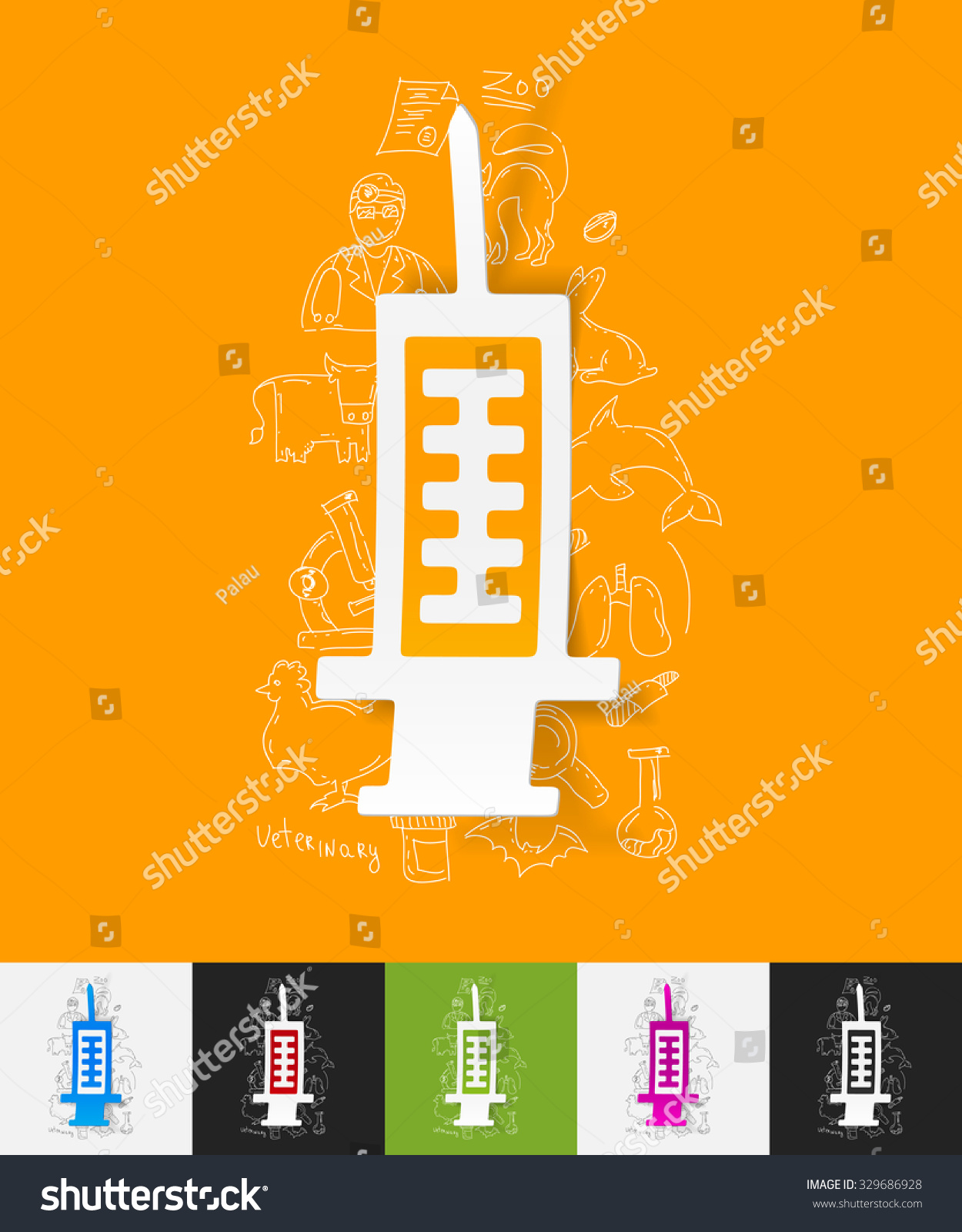 Hand Drawn Simple Elements Syringe Paper Stock Vector (Royalty Free ...