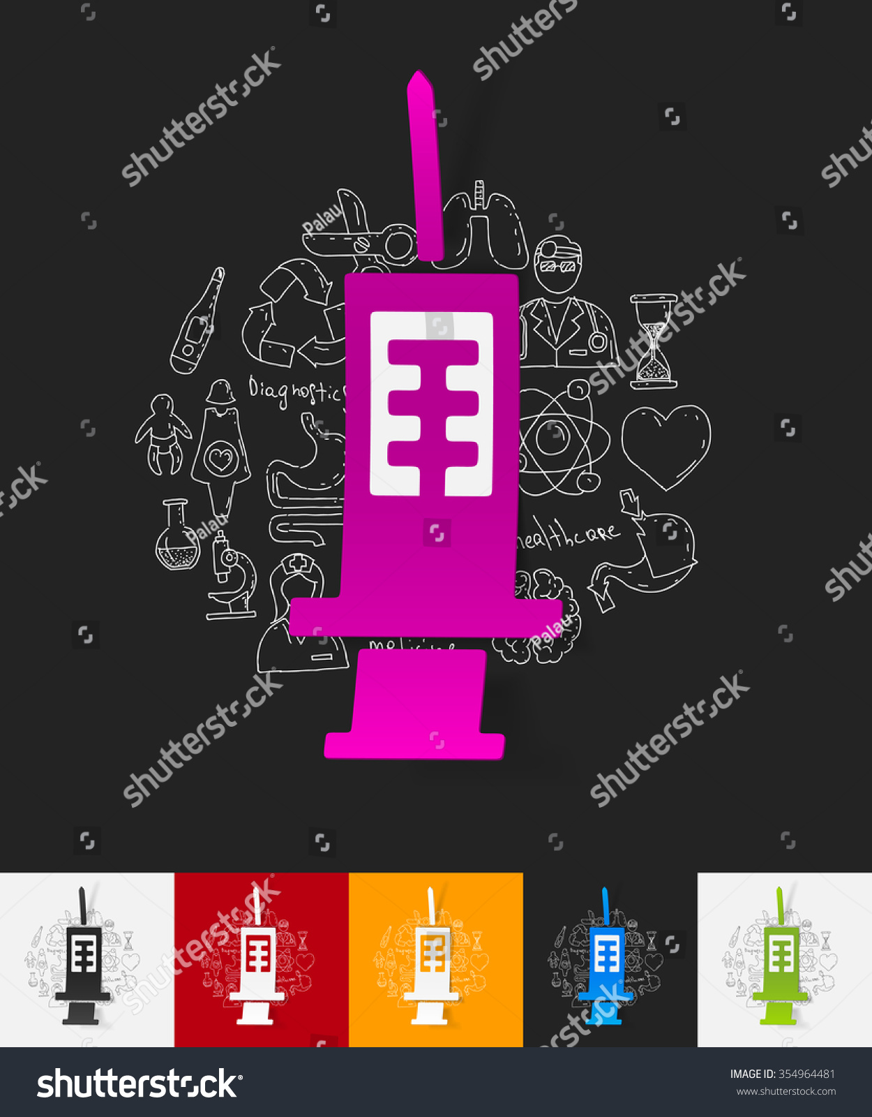 Hand Drawn Simple Elements Syringe Paper Stock Vector (Royalty Free ...