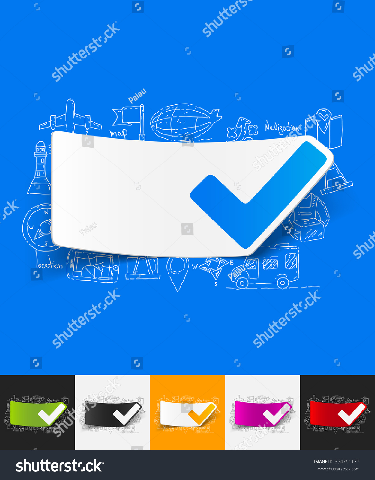 Hand Drawn Simple Elements Tick Paper Stock Vector (Royalty Free ...