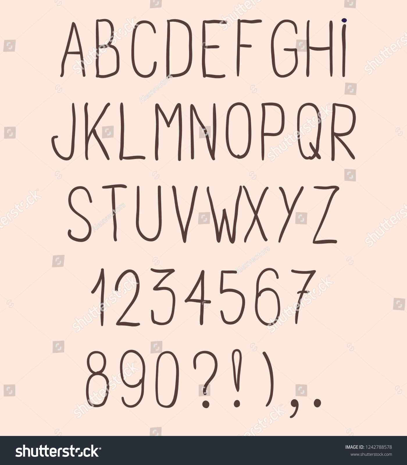 Hand Drawn Simple Flat Font Vector Stock Vector (Royalty Free ...