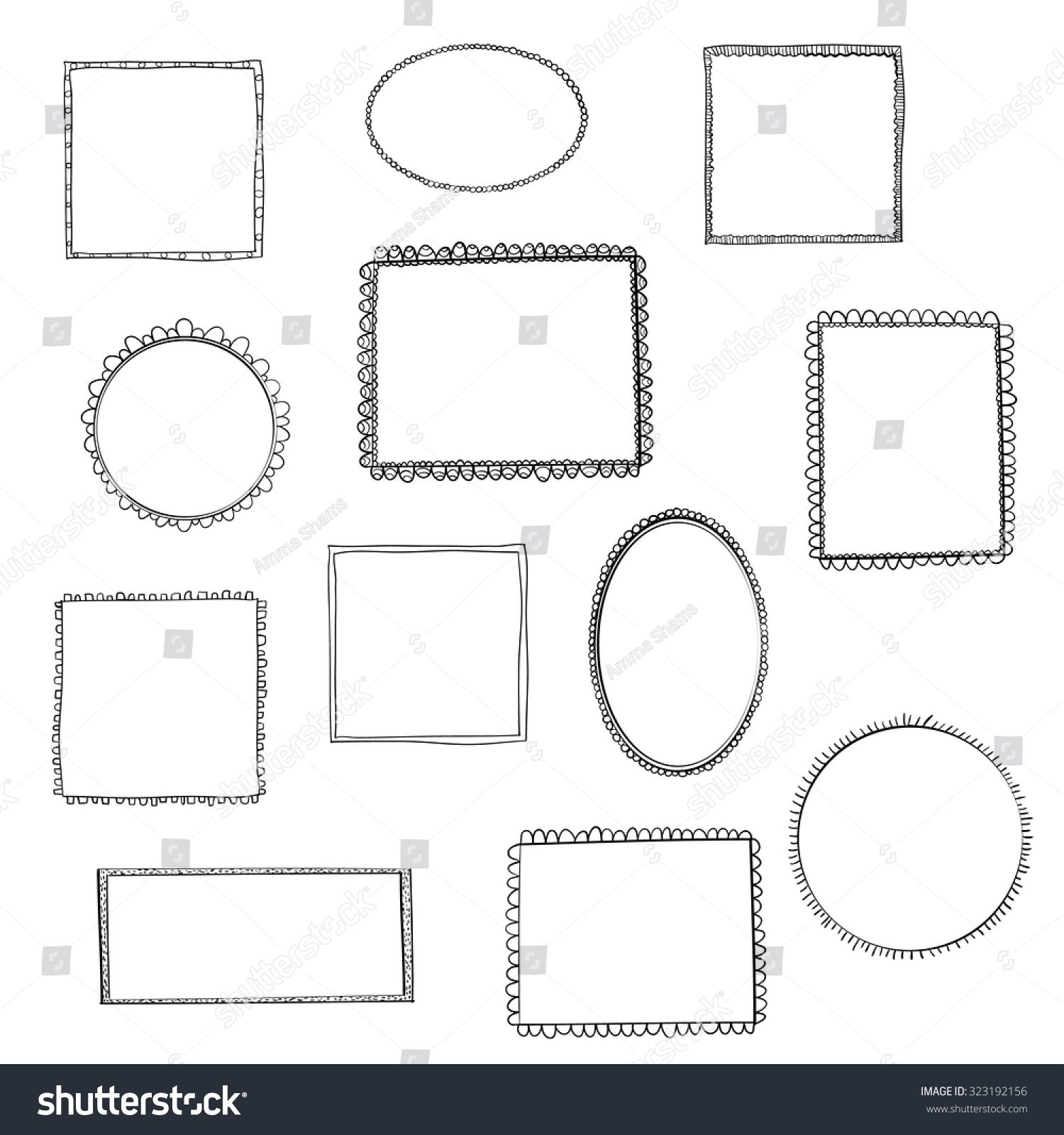 Hand Drawn Simple Frames Set. Cartoon Style. Vector Design. - 323192156 ...
