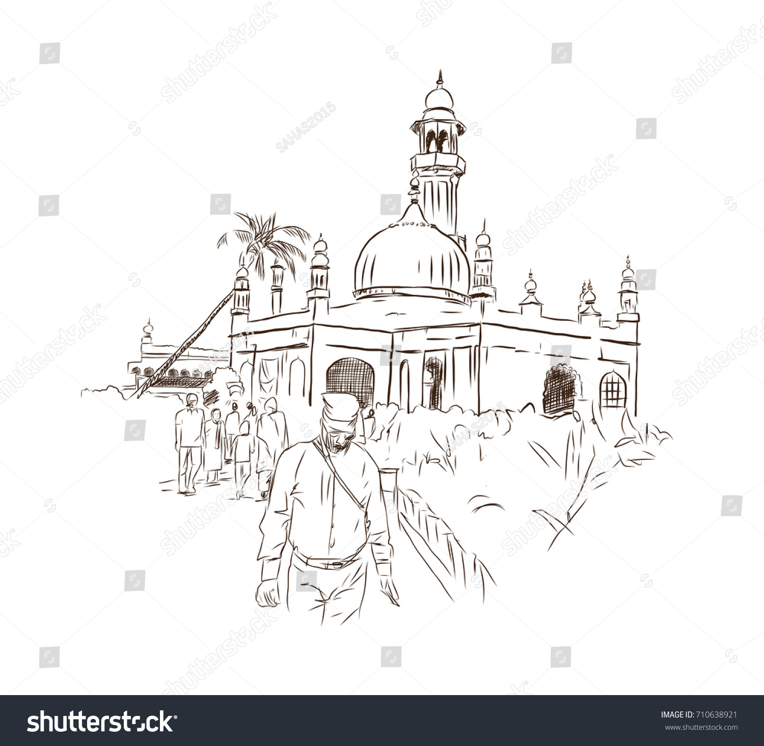 Dibujo a mano de Haji Ali: vector de stock (libre de regalías) 710638921 Dibujo a mano de Haji Ali: vector de stock (libre de regalías) 710638921