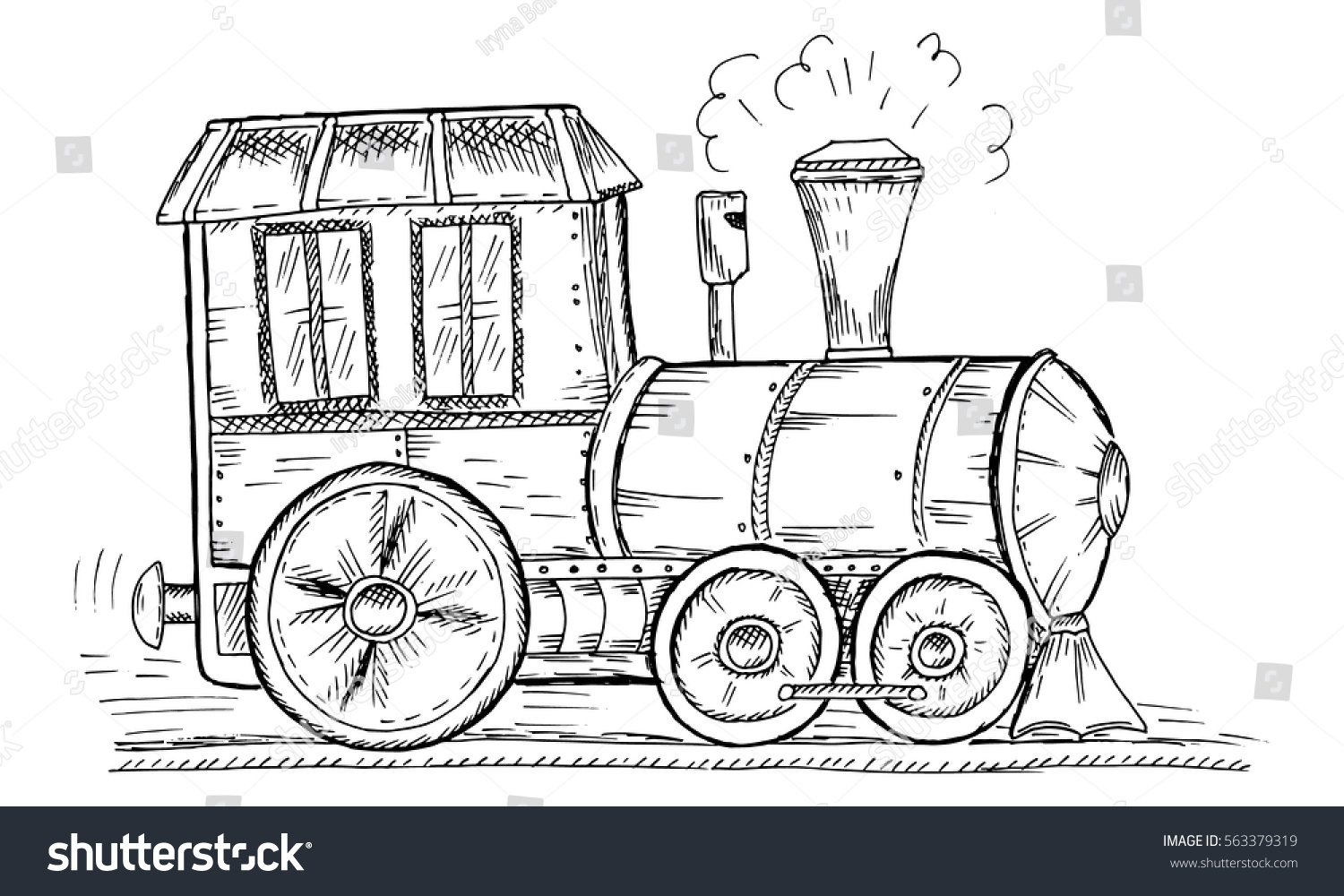 Hand Drawn Sketch Train Vector Illustration: เวกเตอร์สต็อก (ปลอดค่า ...