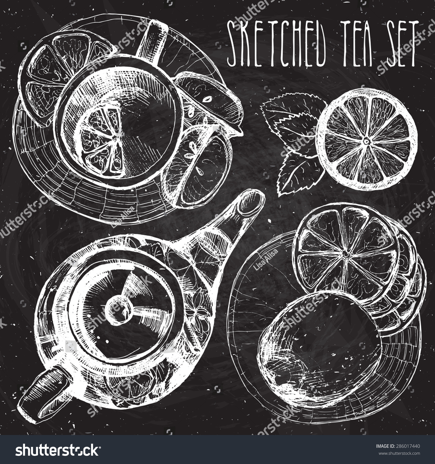 Hand Drawn Sketch Vector Tea Set Stock Vector (Royalty Free) 286017440