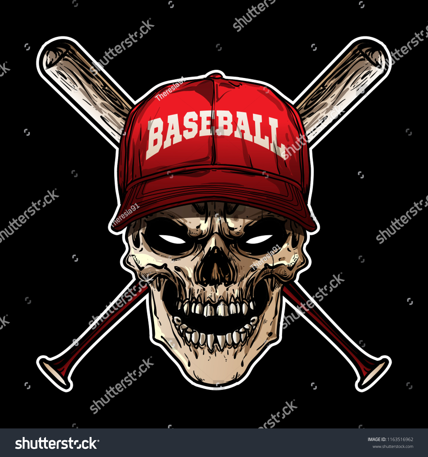 Hand Drawn Skull Baseball Logo: เวกเตอร์สต็อก (ปลอดค่าลิขสิทธิ์ ...