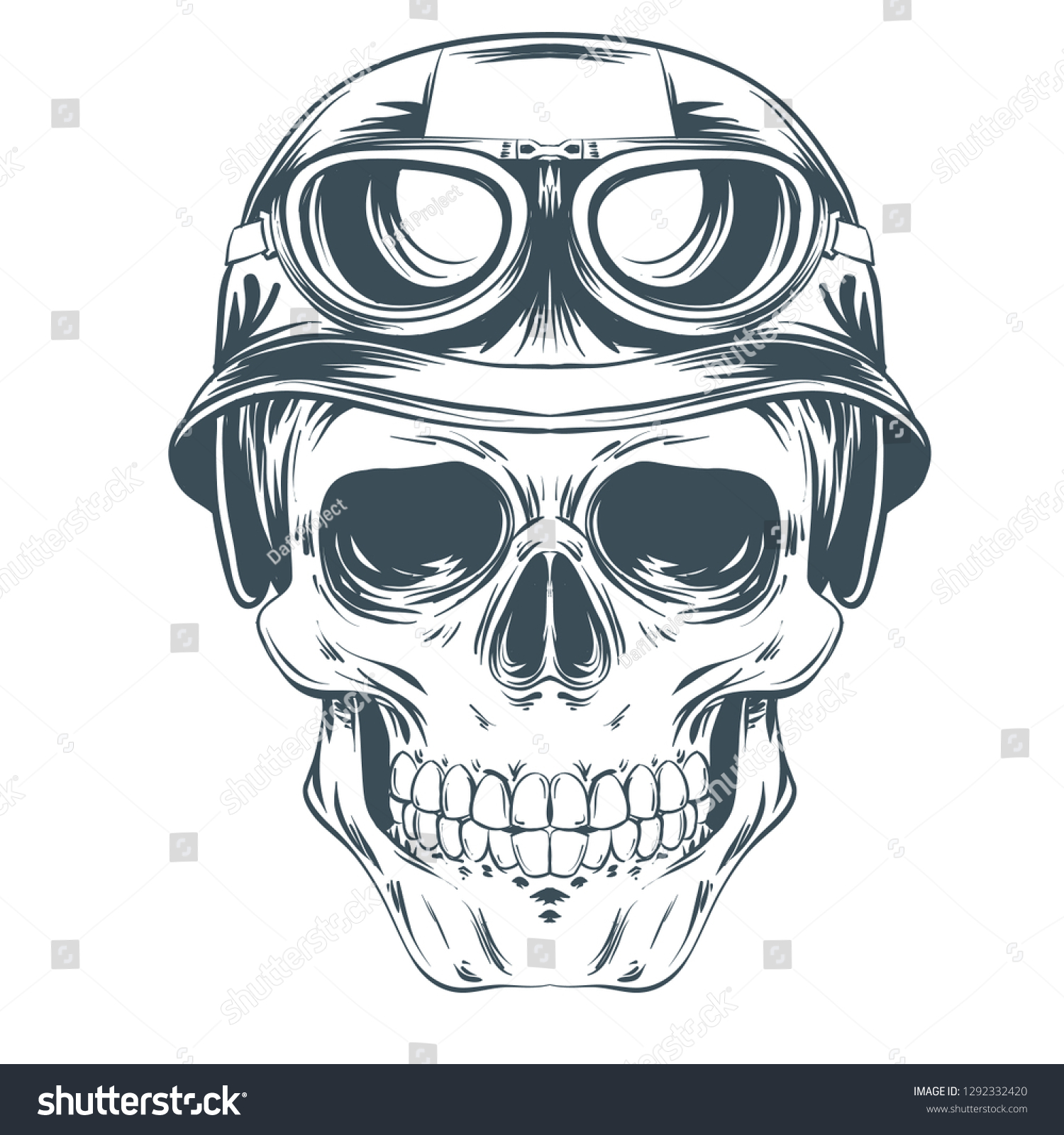 Hand Drawn Skull Vector: vector de stock (libre de regalías) 1292332420