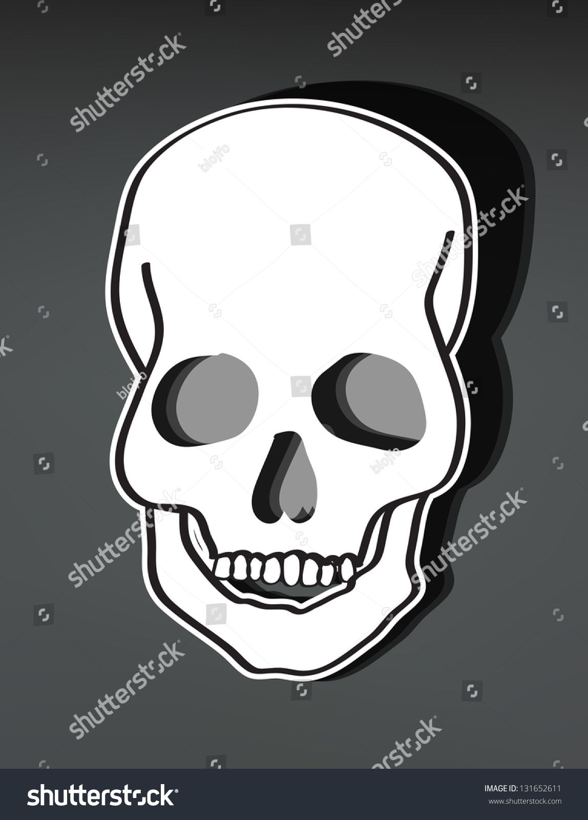 Hand Drawn Smiling Skull 3d Depth Stock Vector 131652611 - Shutterstock