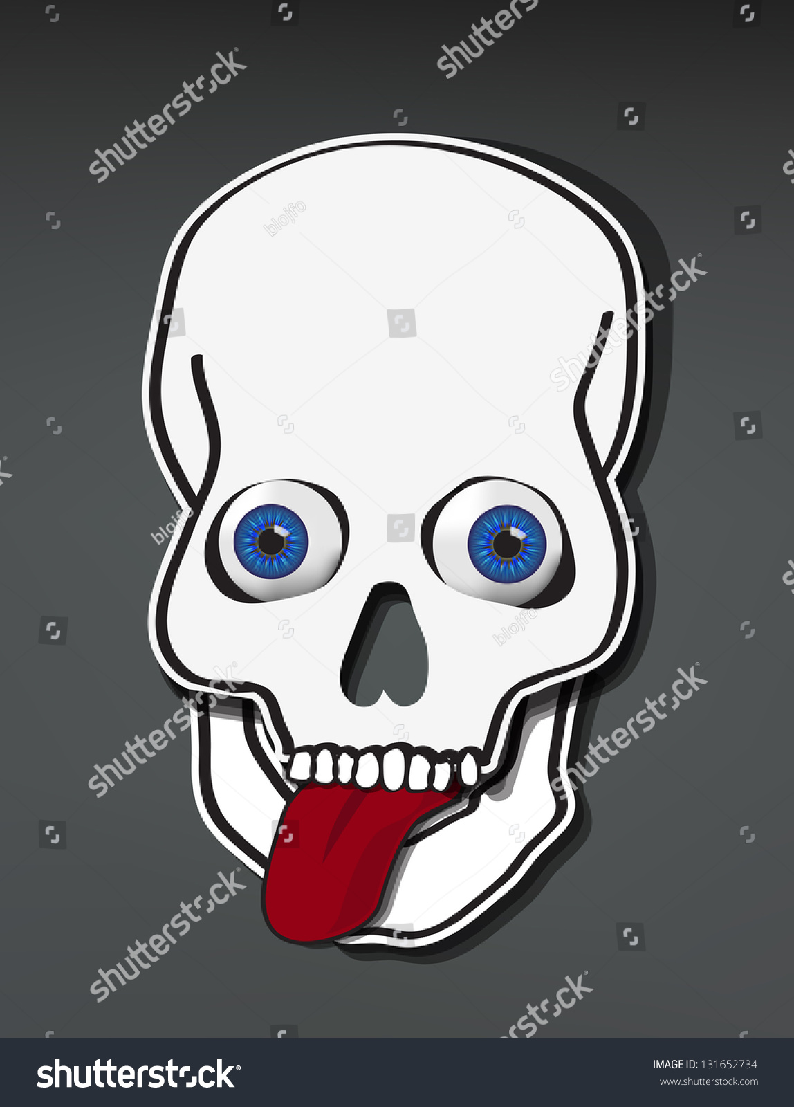 Hand Drawn Smiling Skull 3d Depth: vector de stock (libre de regalías ...