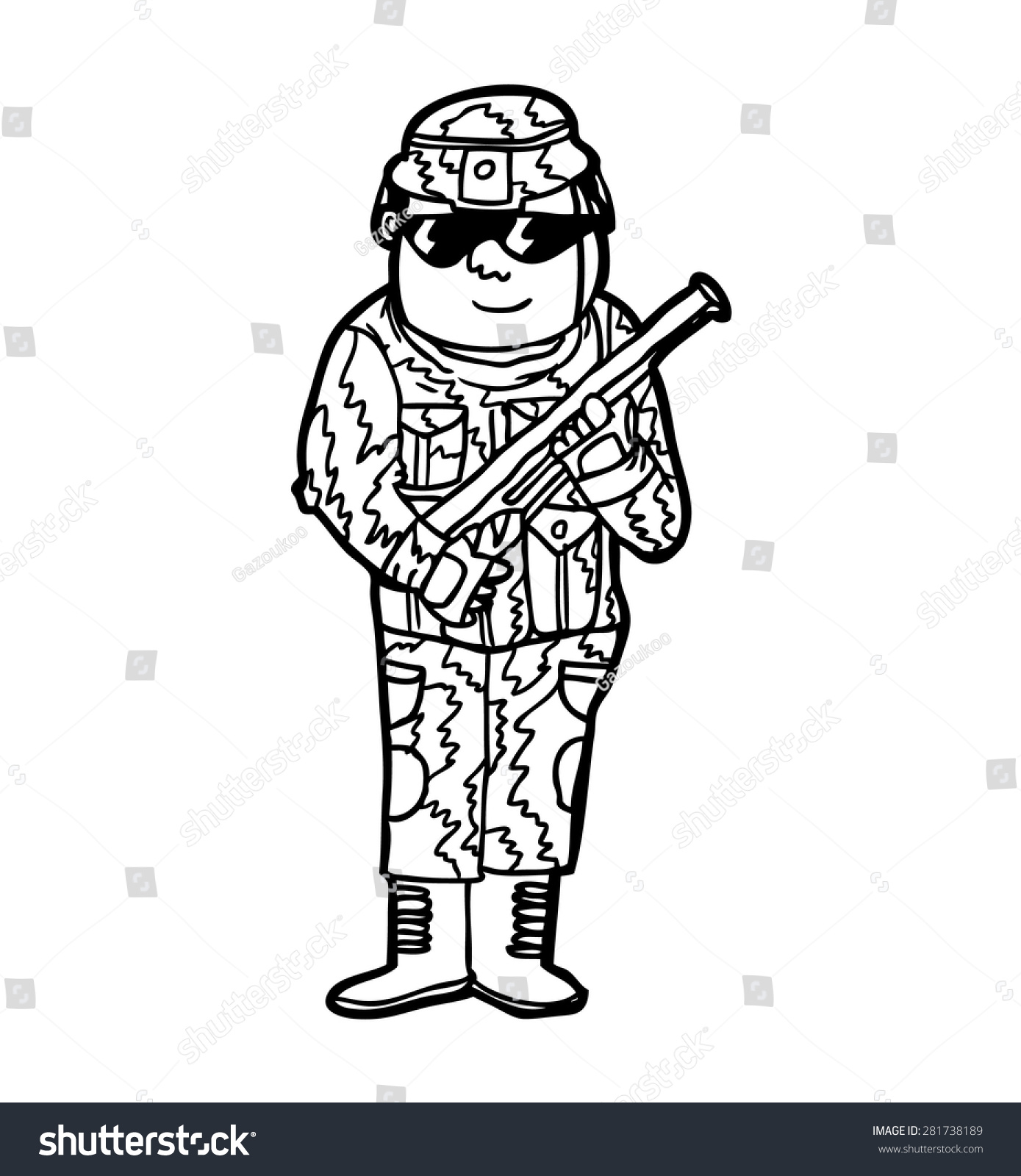 Hand Drawn Soldier Stock Vector (Royalty Free) 281738189