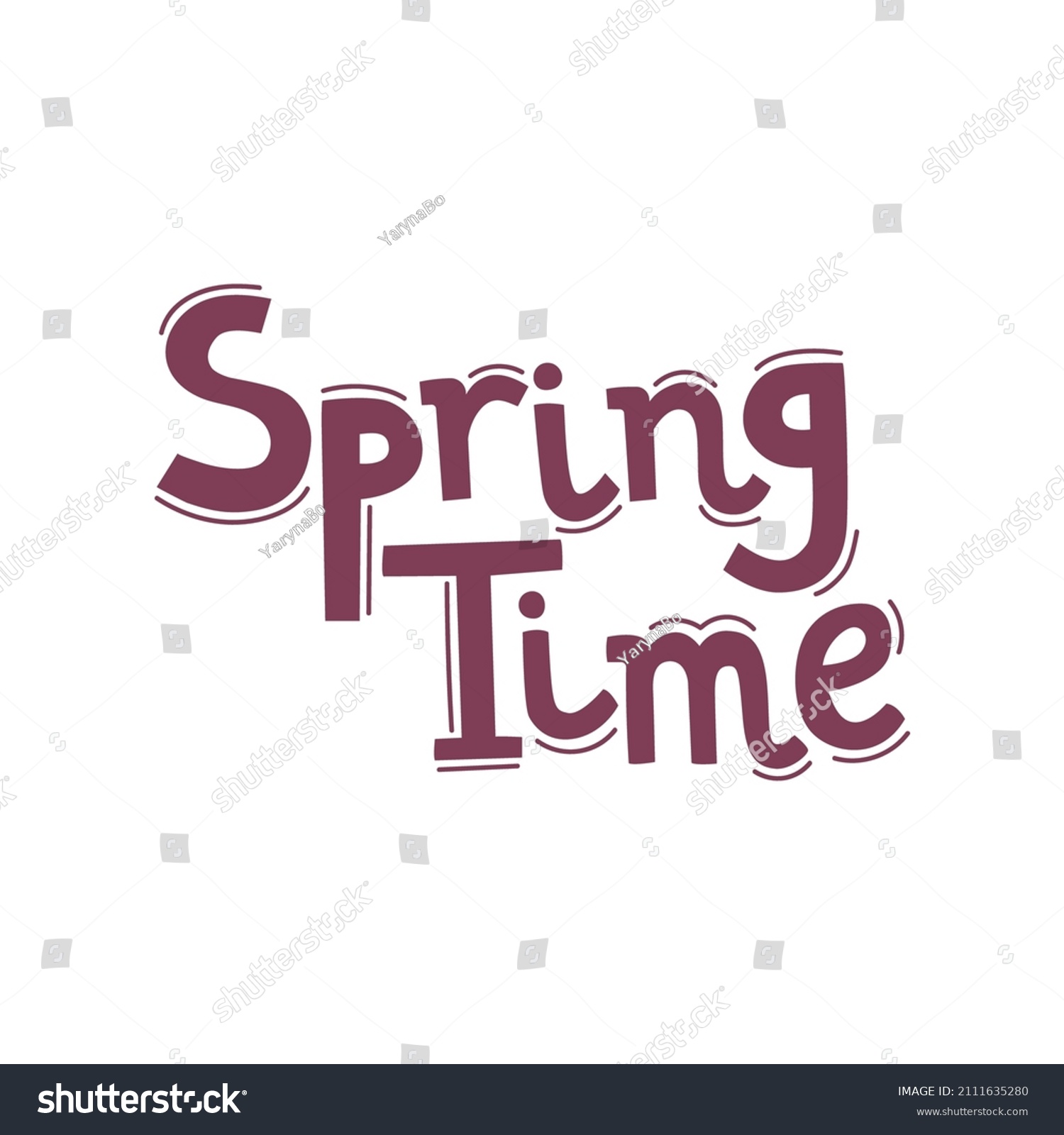 Hand Drawn Spring Time Lettering Text Stock Vector (Royalty Free ...