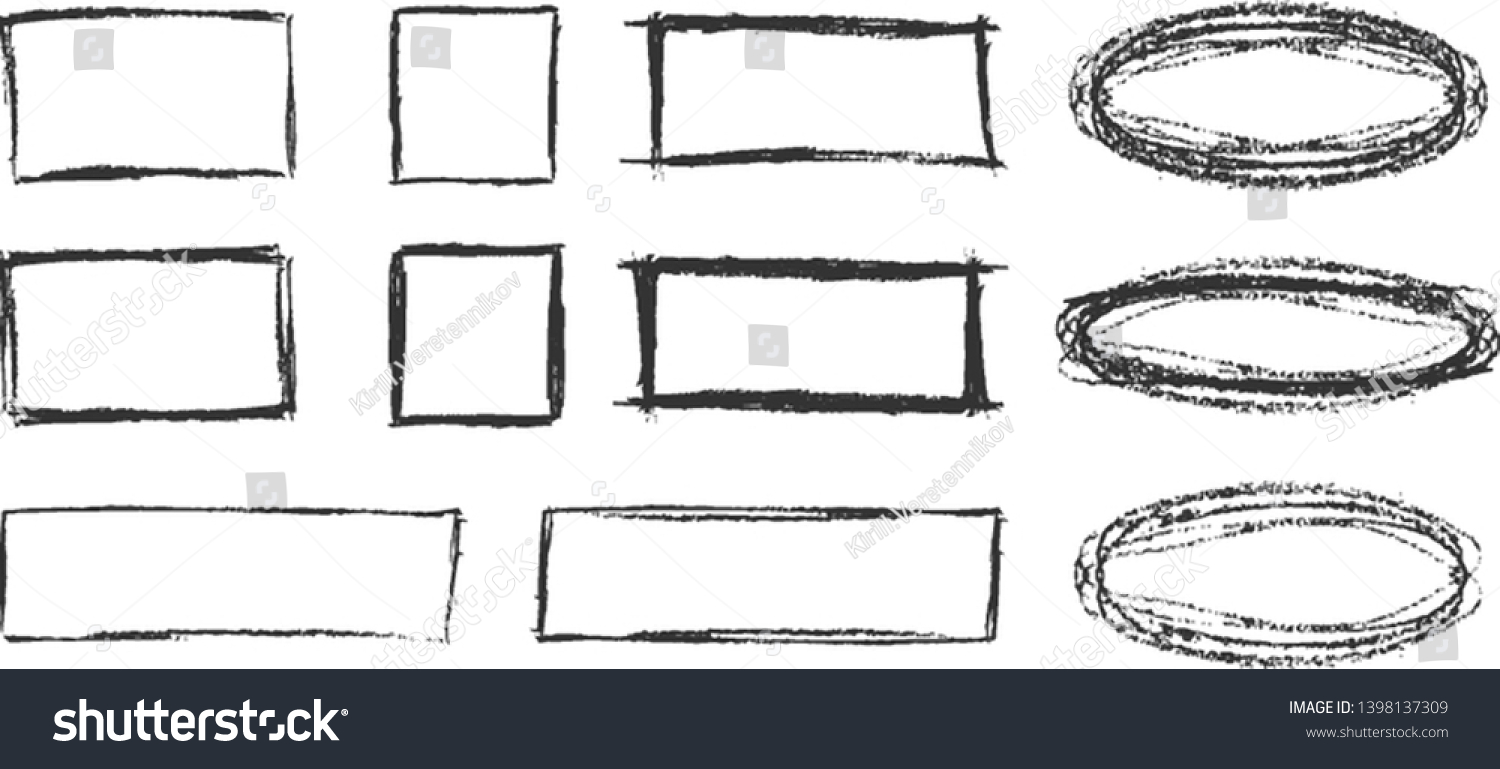 Hand Drawn Square Oval Pencil Scribble Stock Vector (Royalty Free ...