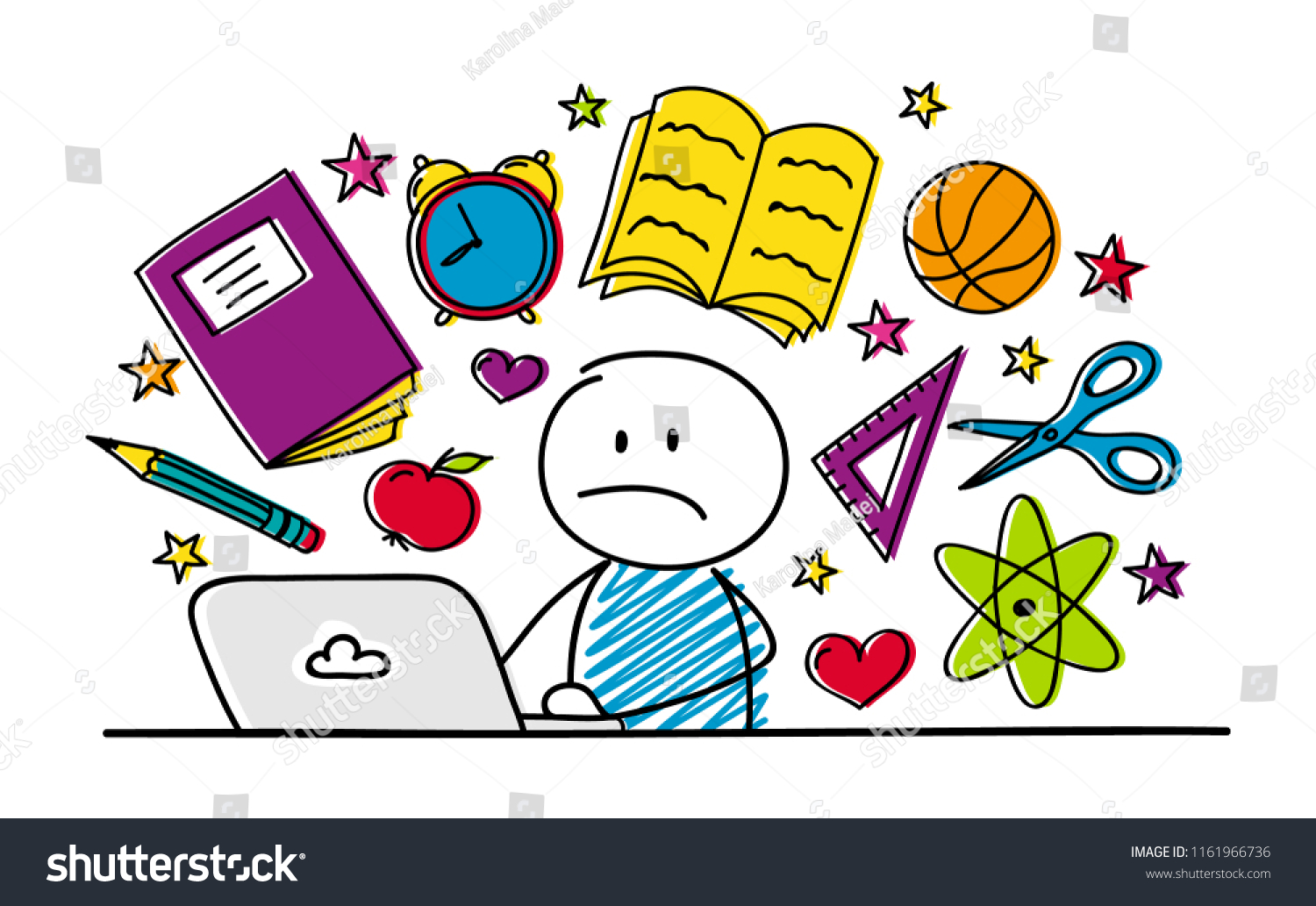 Hand Drawn Stickman School Accessories Vector Stock Vector (Royalty ...