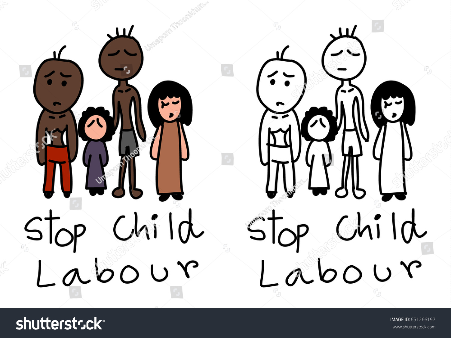 Hand Drawn Stop Child Labour Cartoon Stock Vector (Royalty Free ...